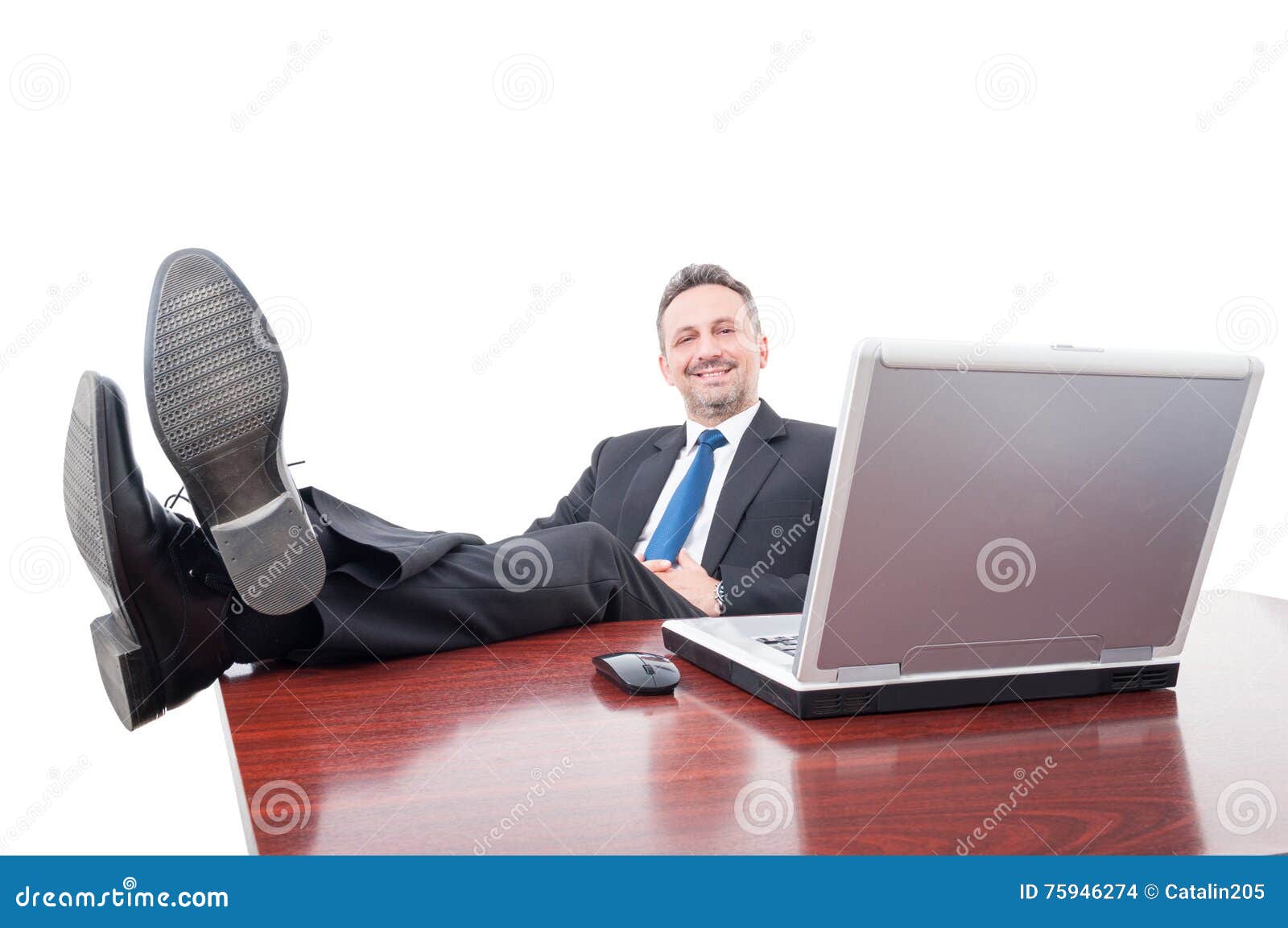 Relaxed Manager Smiling and Taking a Break Stock Photo - Image of adult ...