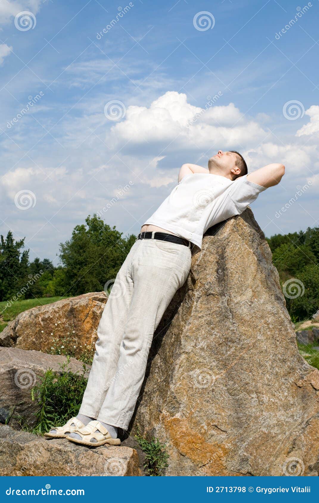 Relaxed men stock photo. Image of risen, rock, back, dark - 2713798