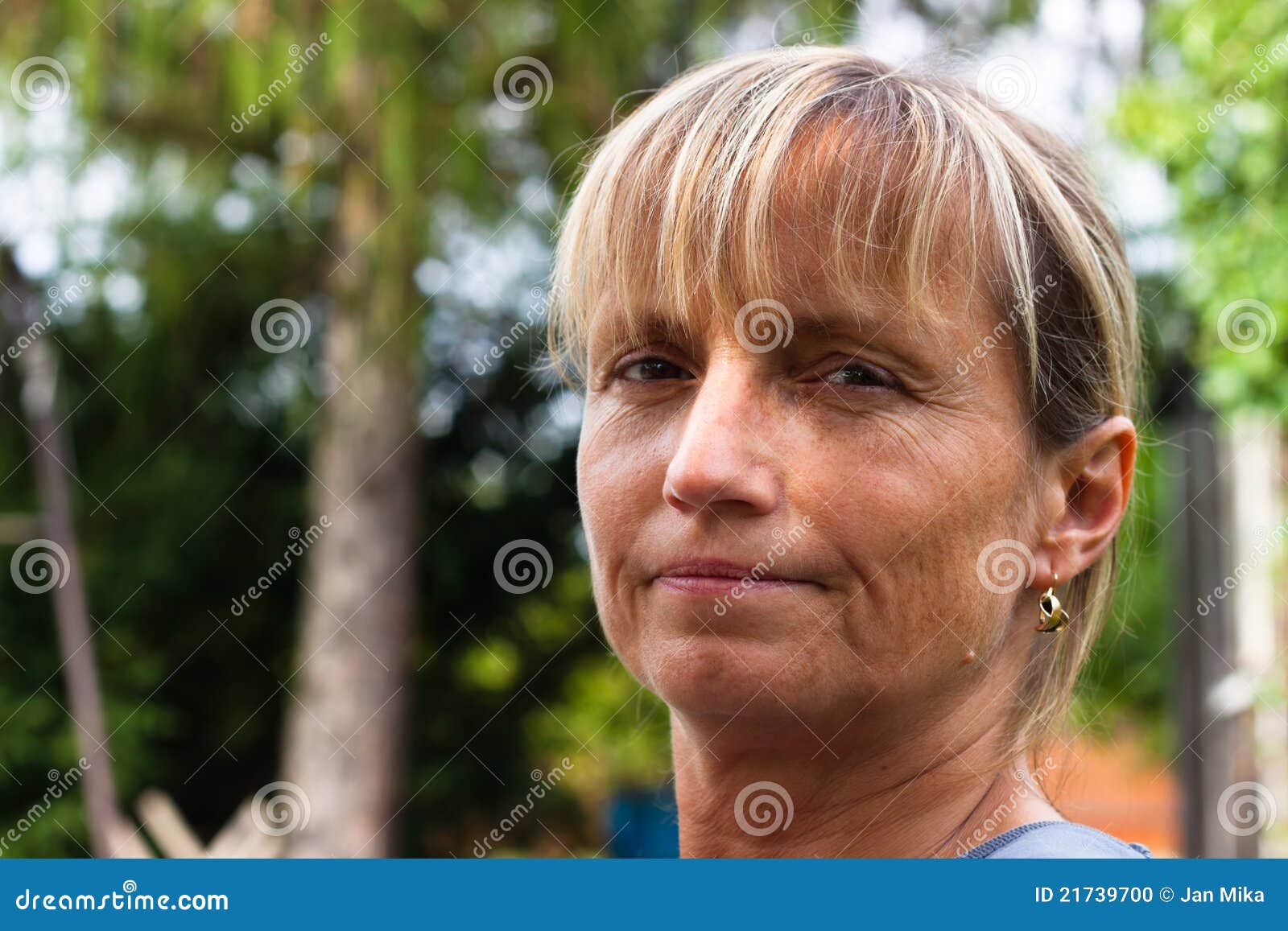 Relaxed Middle Aged Woman Face Stock Photo - Image of face, blonde ...