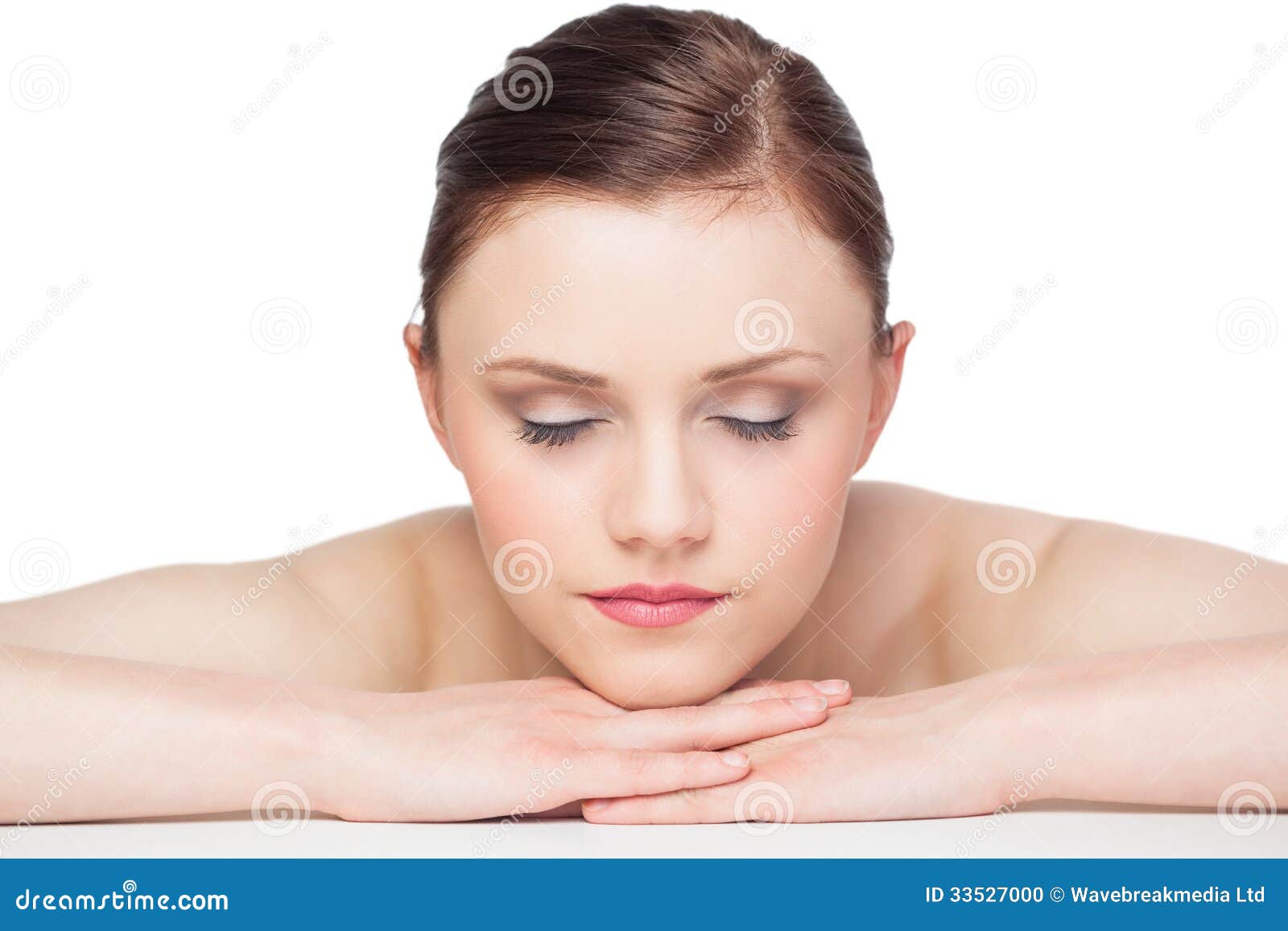 Relaxed Natural Brunette Posing Stock Photo - Image of cute, hair: 33527000