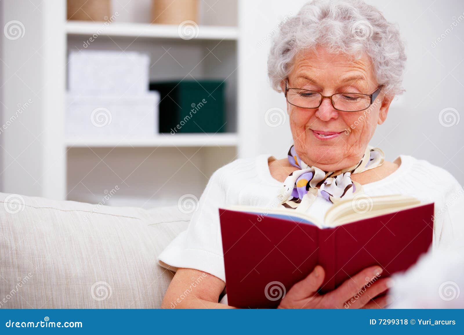 Relaxed Older Woman Sitting and Reading Stock Photo - Image of older ...