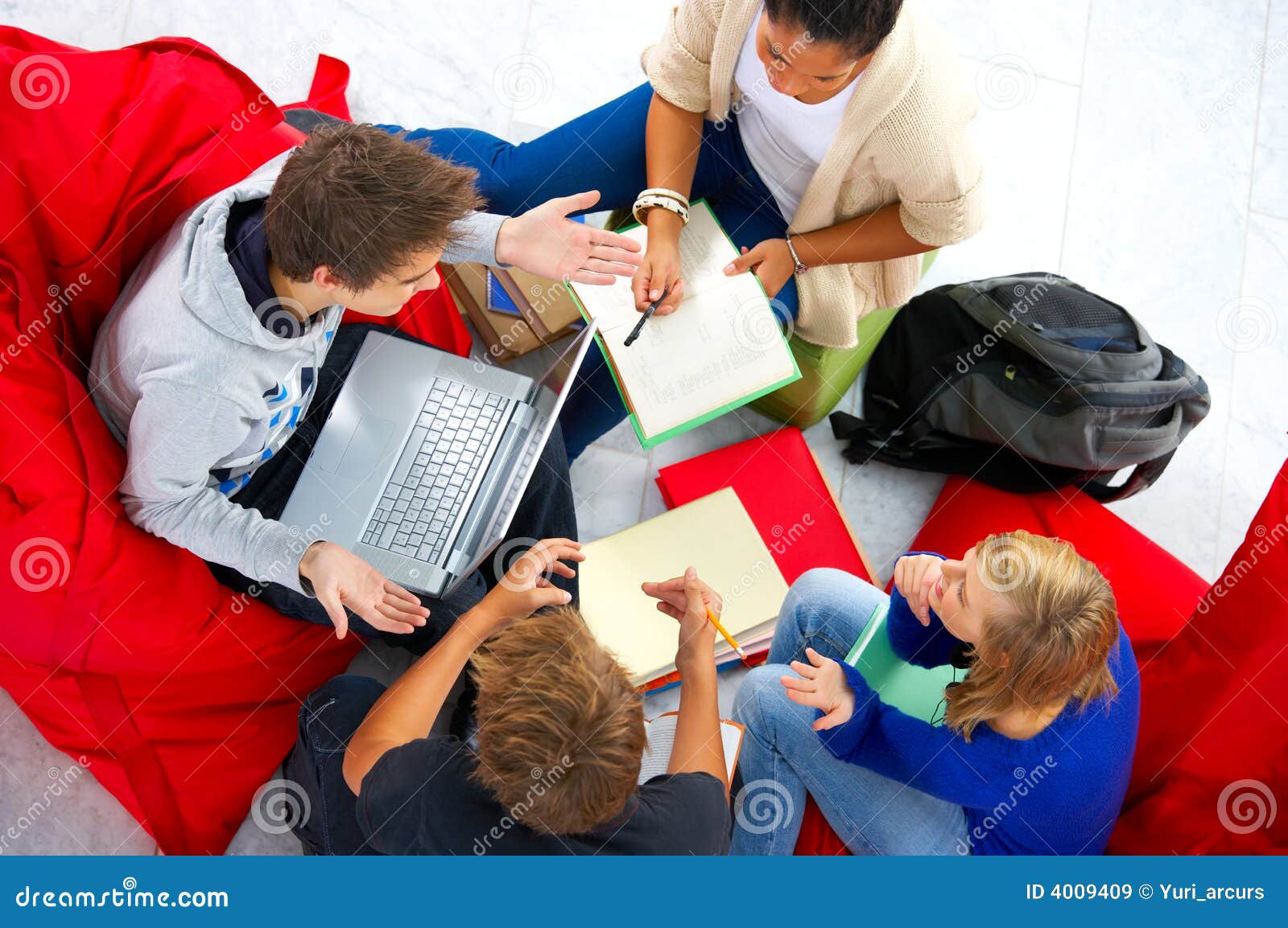 Relaxed studygroup stock image. Image of school, education - 4009409