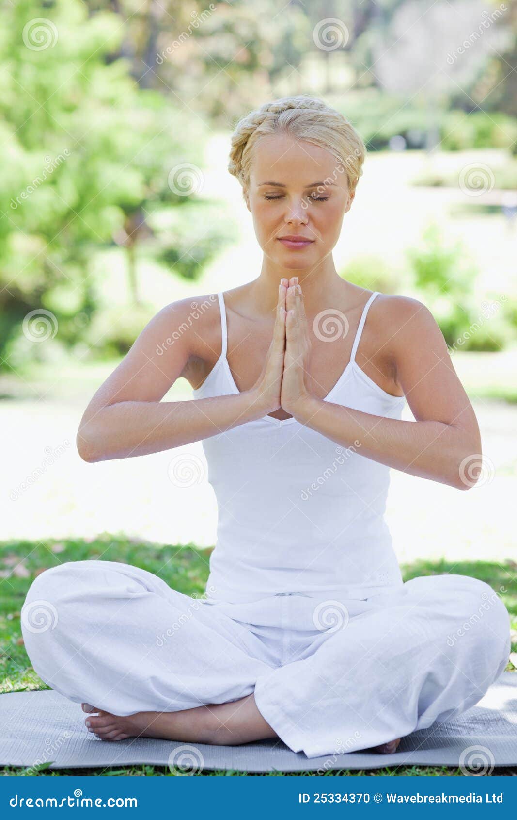 Relaxed Woman in a Yoga Position Stock Photo - Image of forest, pretty ...