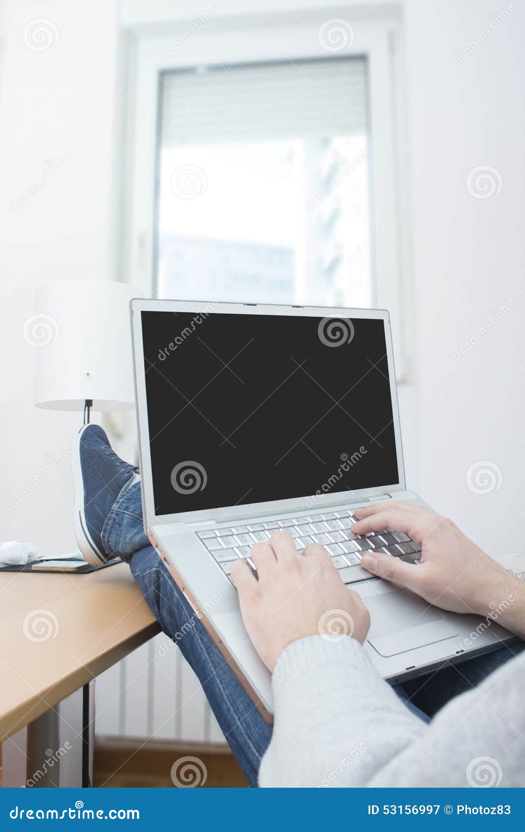 Relaxed work stock image. Image of computer, informing - 53156997