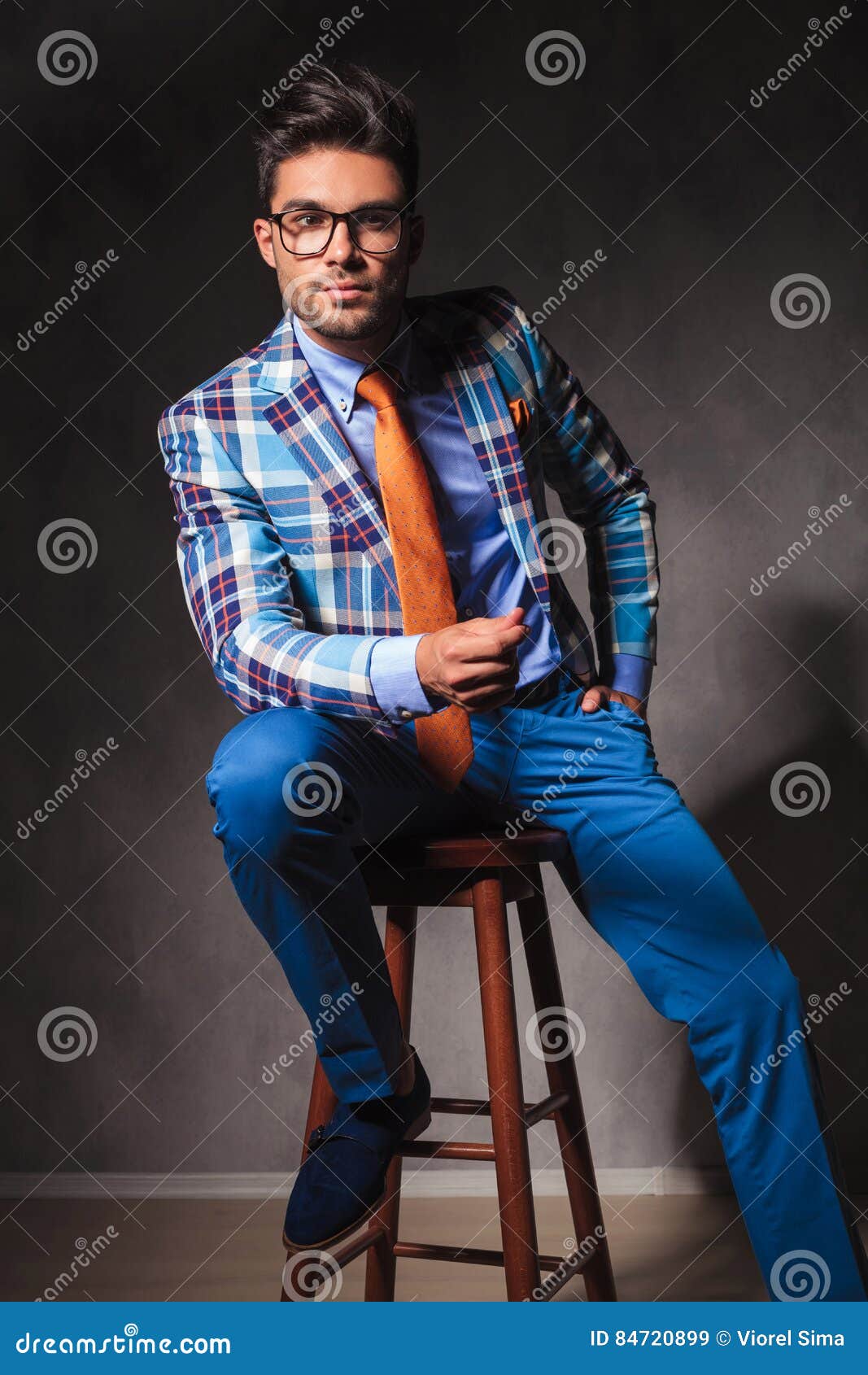 Relaxed Young Business Man Wearing Glasses And Sitting Stock Image Image Of Model Elegant