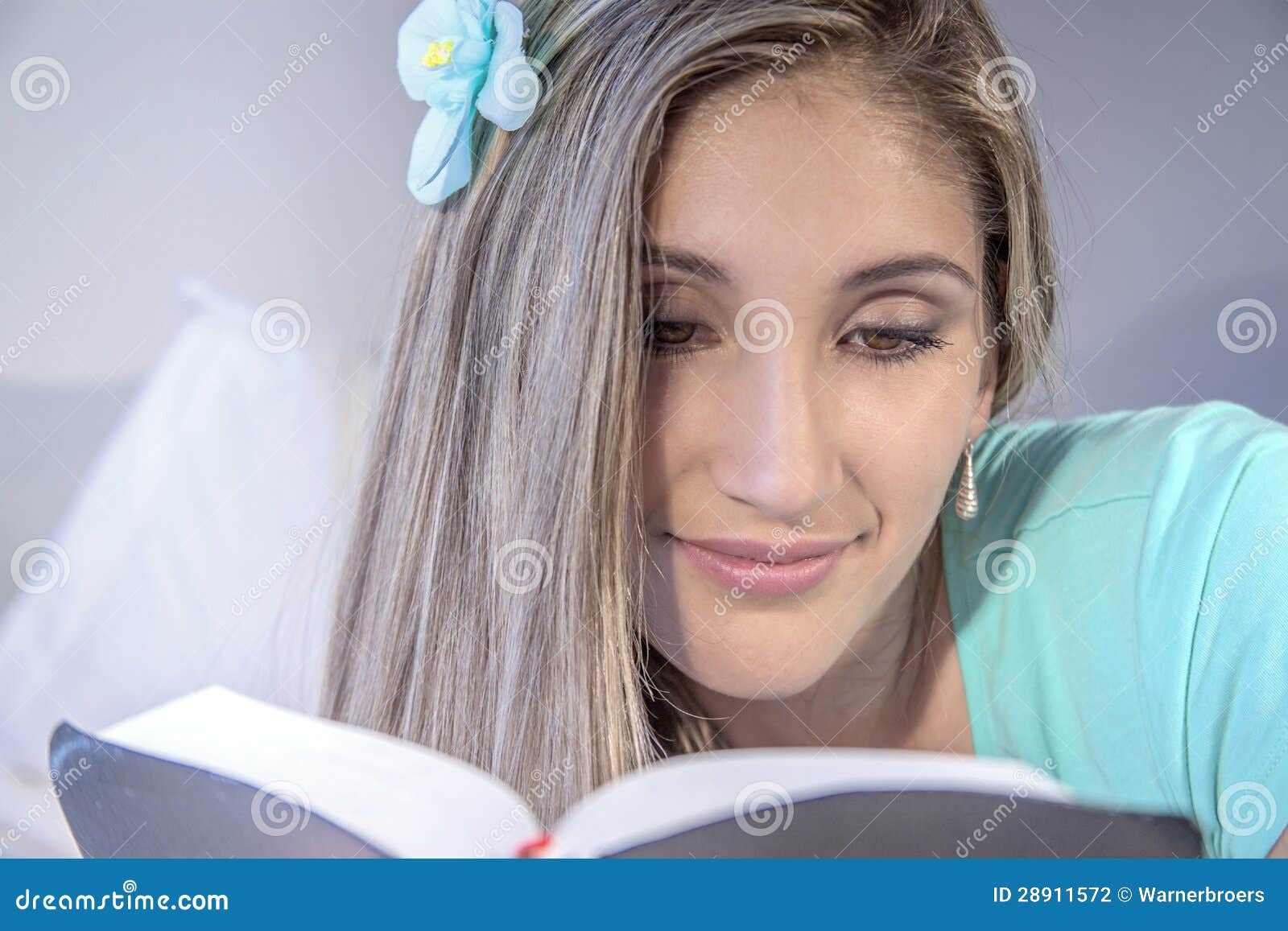 Relaxed young lady reading stock photo. Image of copyspace - 28911572
