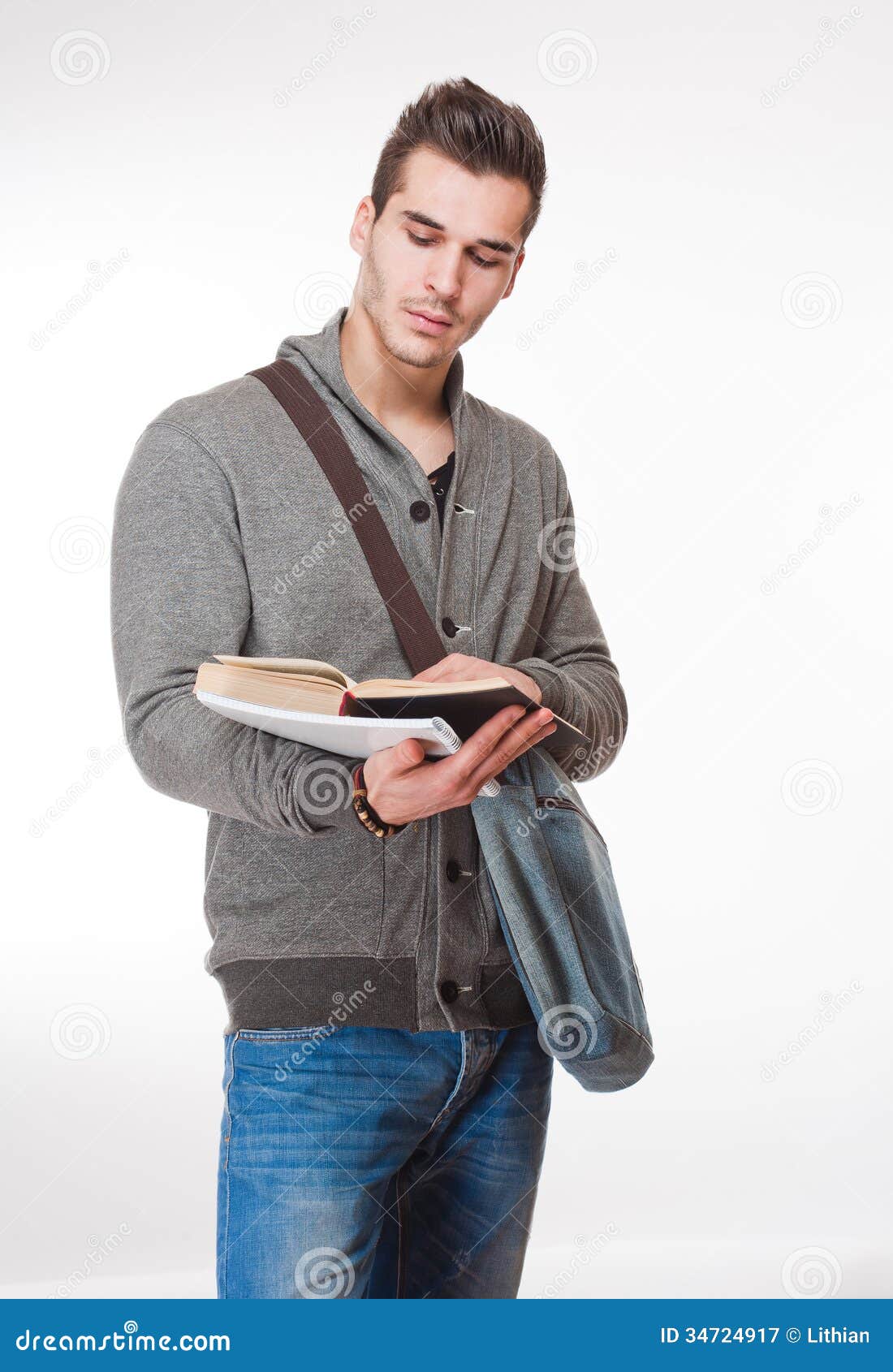 Relaxed young student. stock image. Image of thinking - 34724917