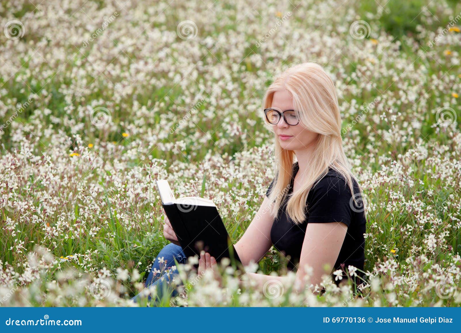 Relaxed Young Woman Reading a Book Stock Photo - Image of literature ...