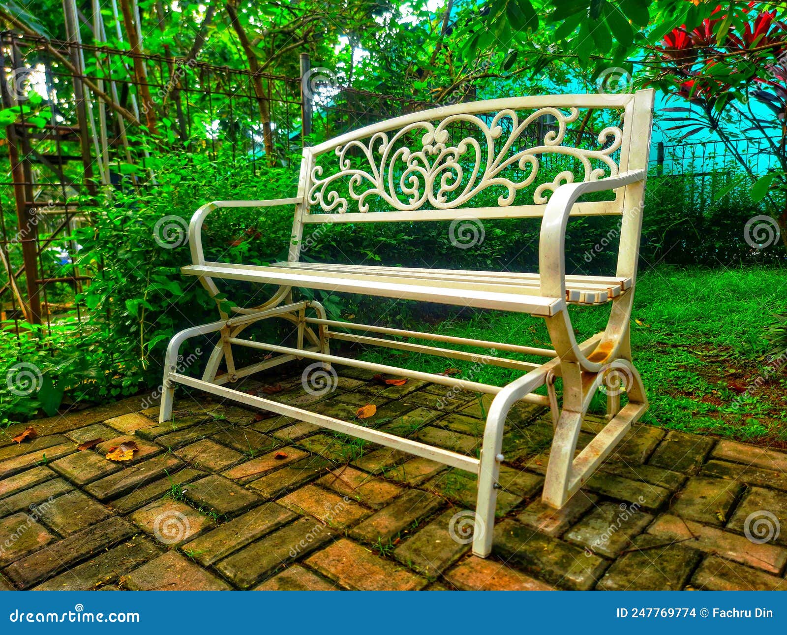 Relaxing Bench in Front of the House Stock Photo - Image of house ...