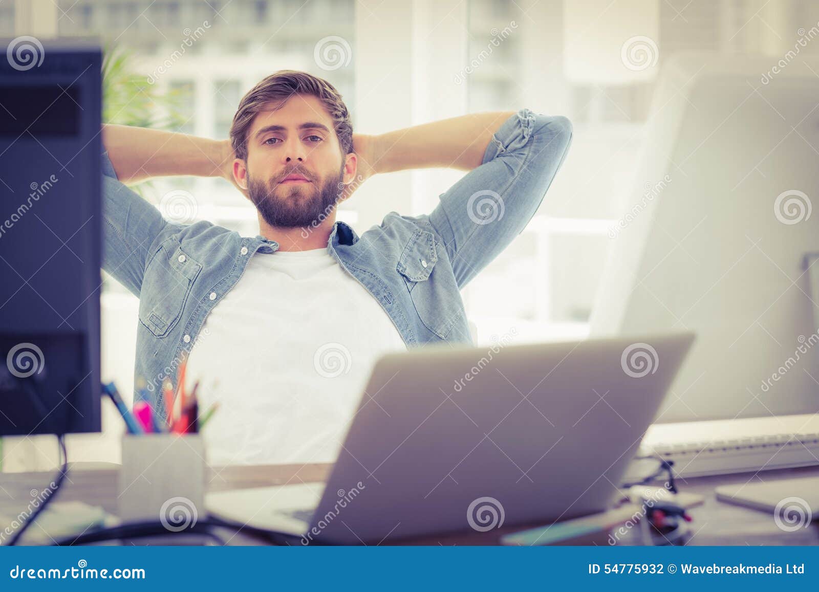 Relaxing Businessman Lying in Chair Stock Photo - Image of attractive ...