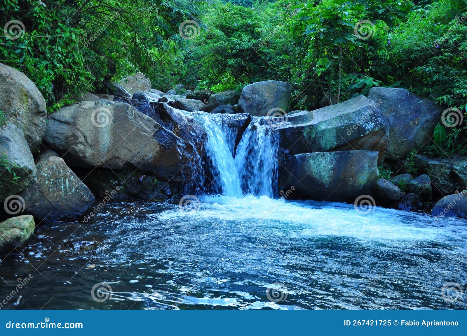 Relaxing and Chilling View of Mini Waterfall Stock Image - Image of ...
