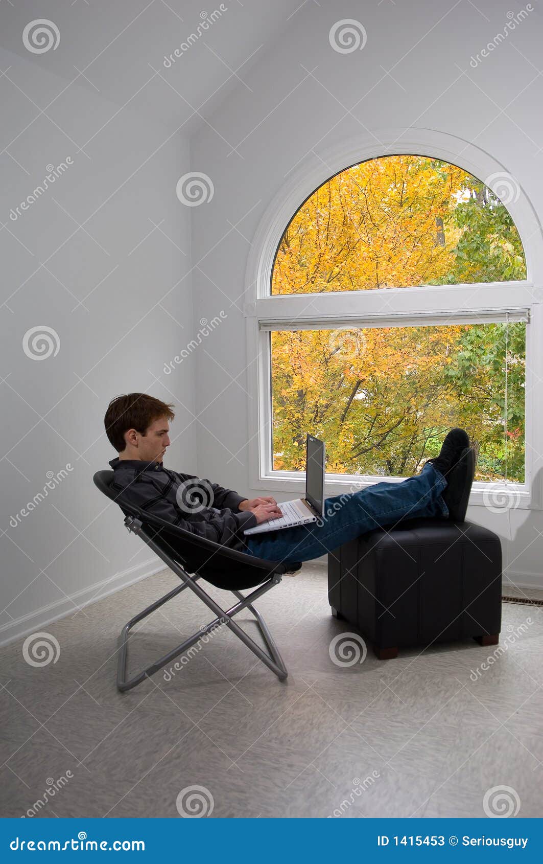 Relaxing with a computer stock image. Image of teen, research - 1415453