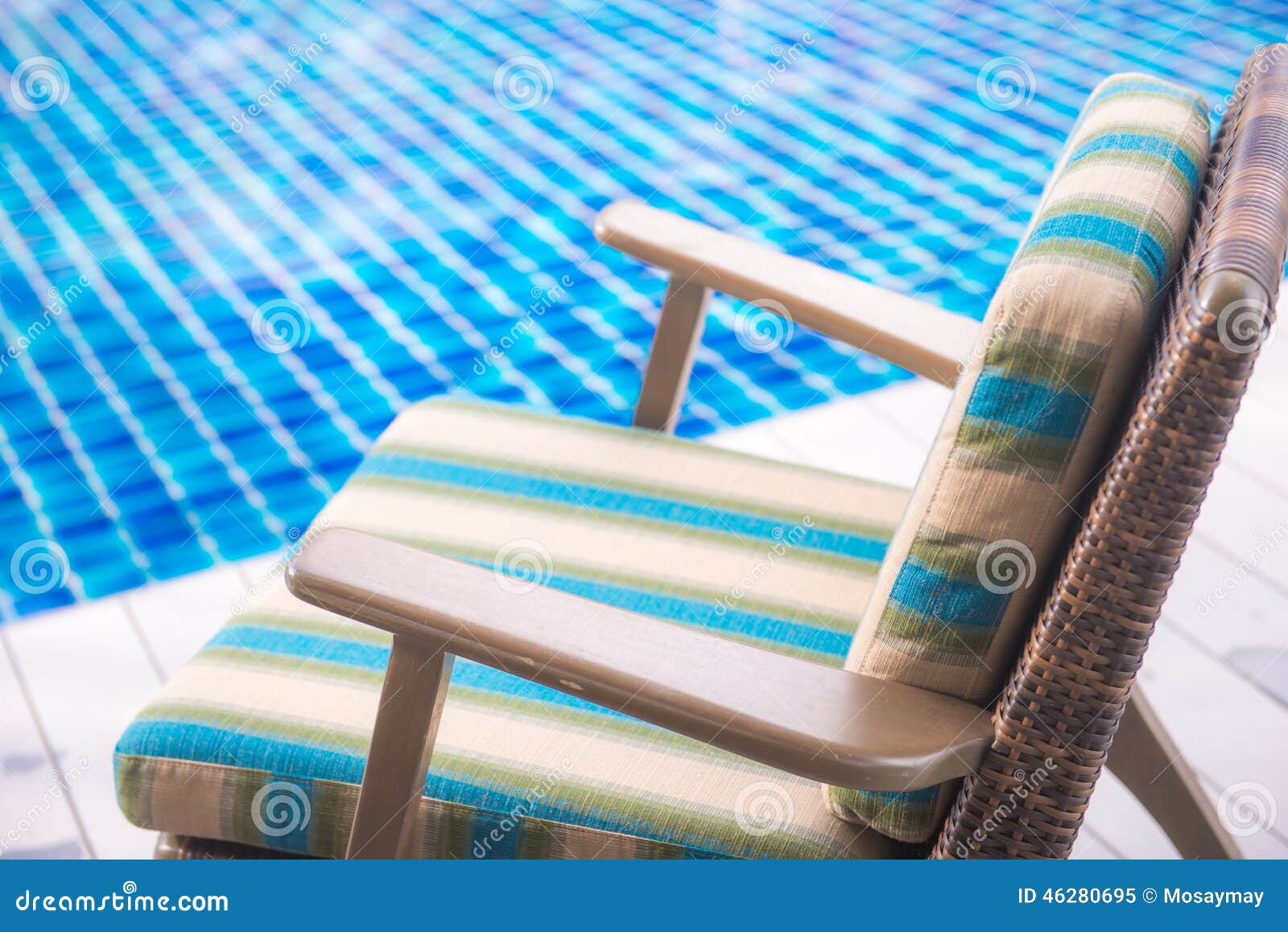 Relaxing Corner beside Pool Stock Image - Image of chair, blue: 46280695