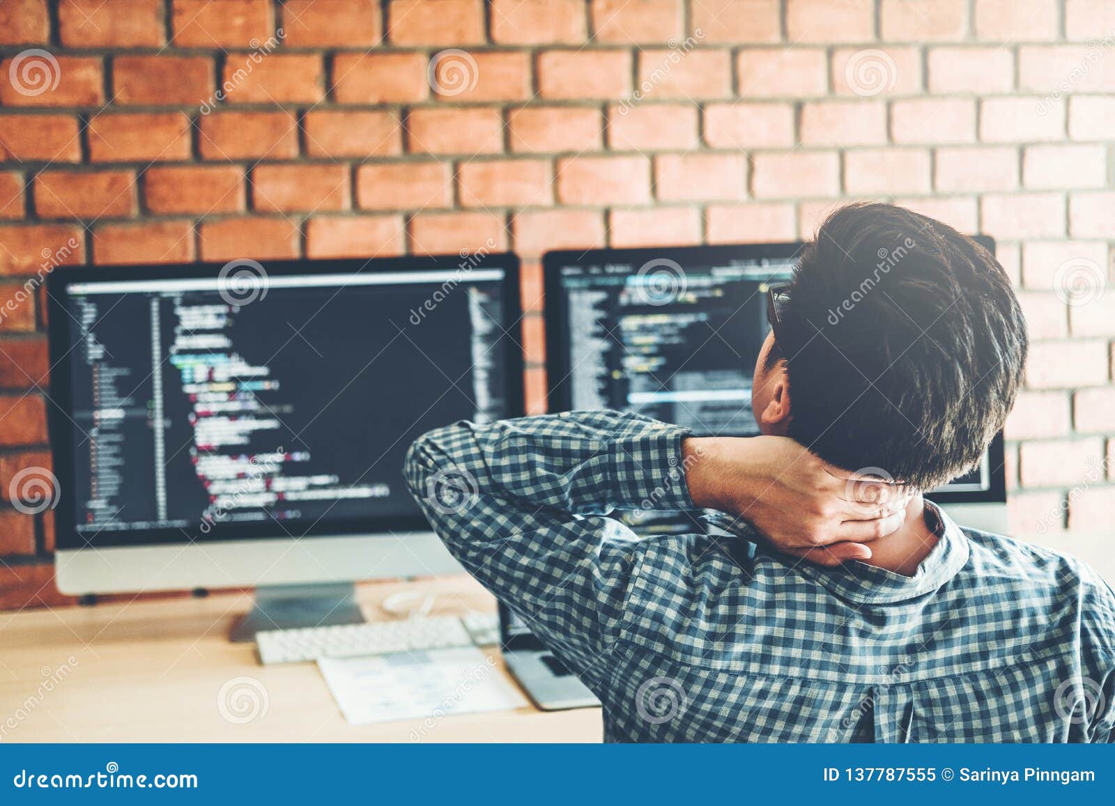 Relaxing Developing Programmer Development Website Design And Coding Technologies Working In