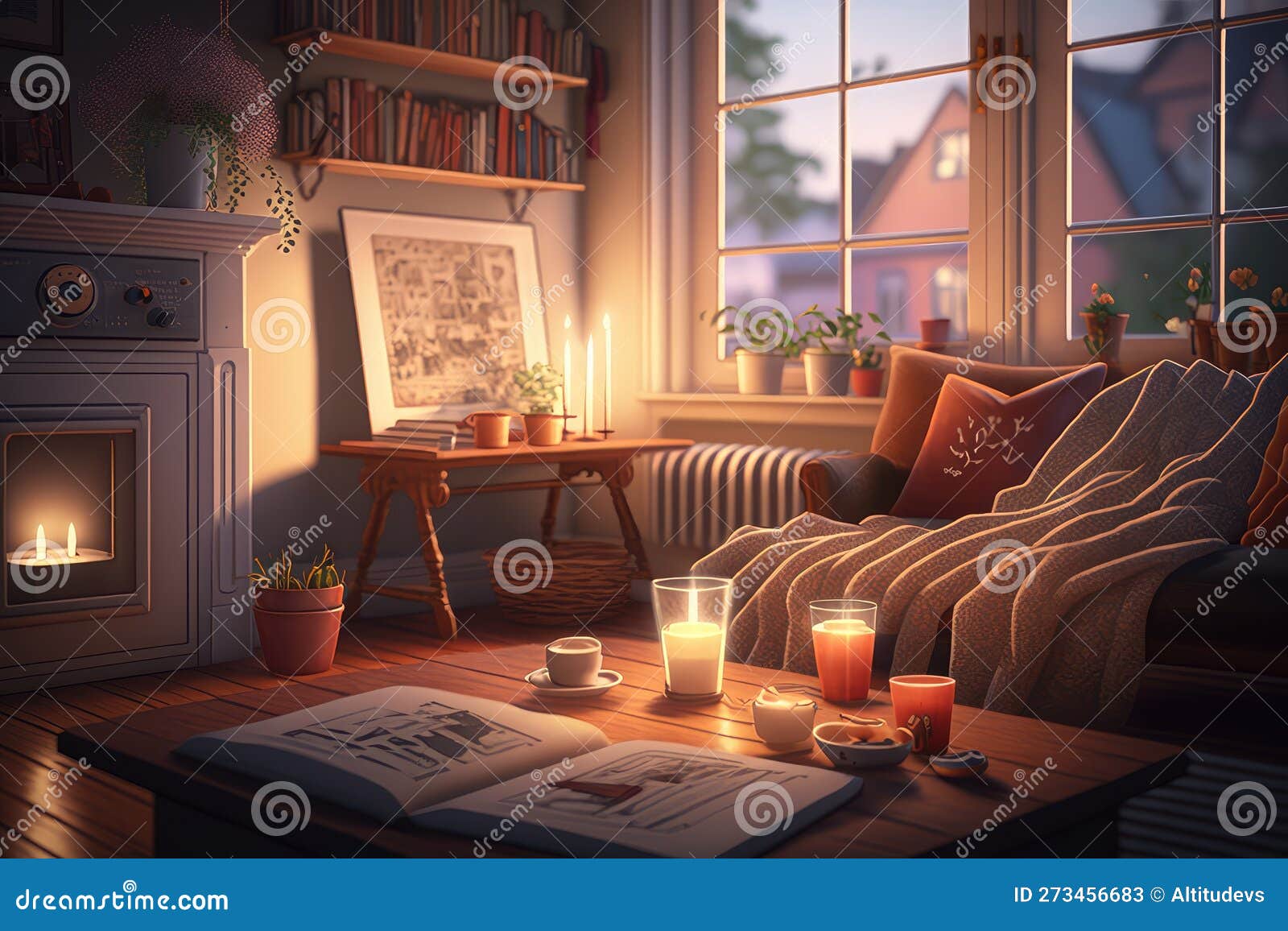 Relaxing Evening at Home with Warm Light and Cozy Atmosphere Stock ...