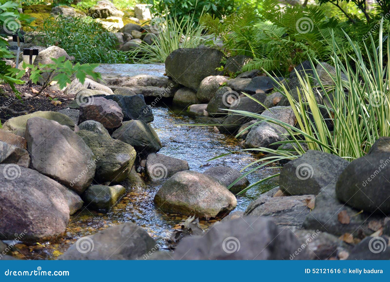 Relaxing garden brook stock photo. Image of stones, water - 52121616