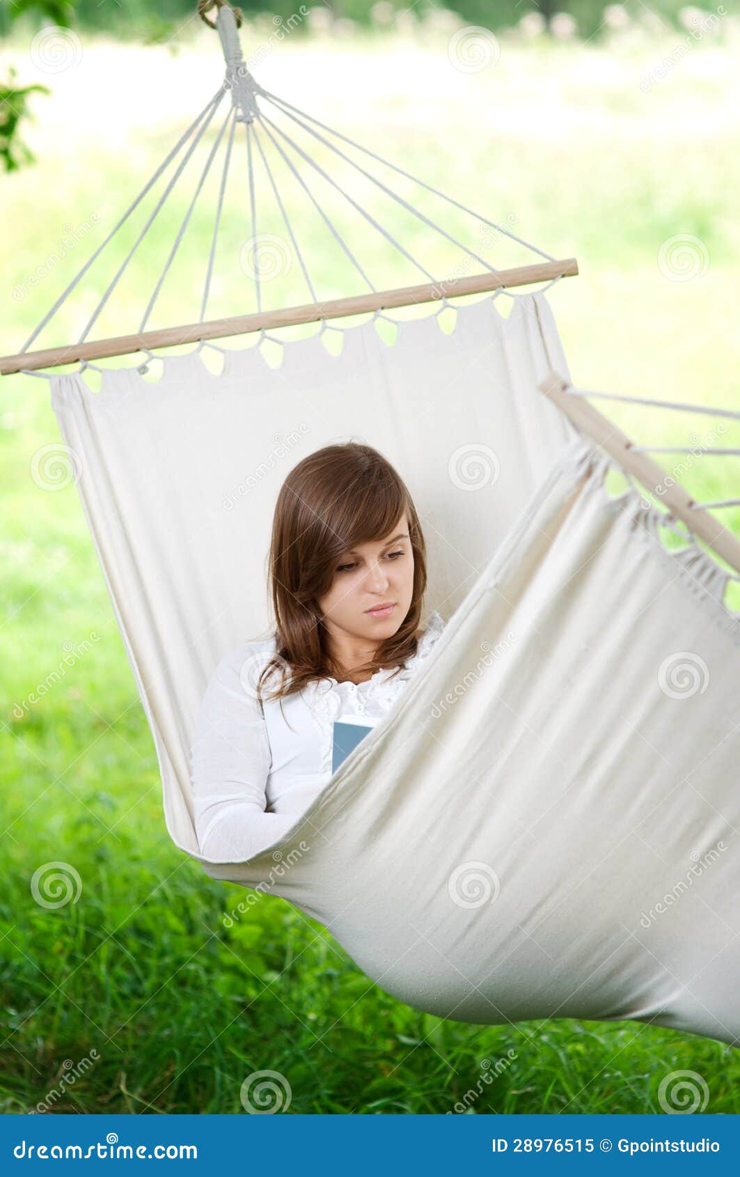 Relaxing on hammock stock image. Image of leaning, education - 28976515