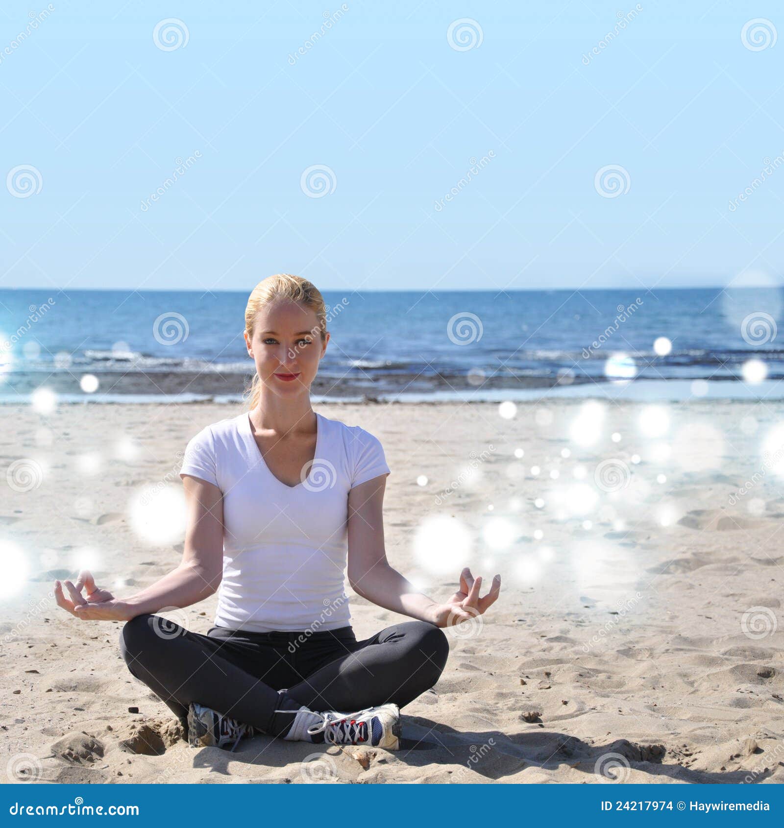 Relaxing Happy Woman on Beach Stock Photo - Image of peaceful, care ...