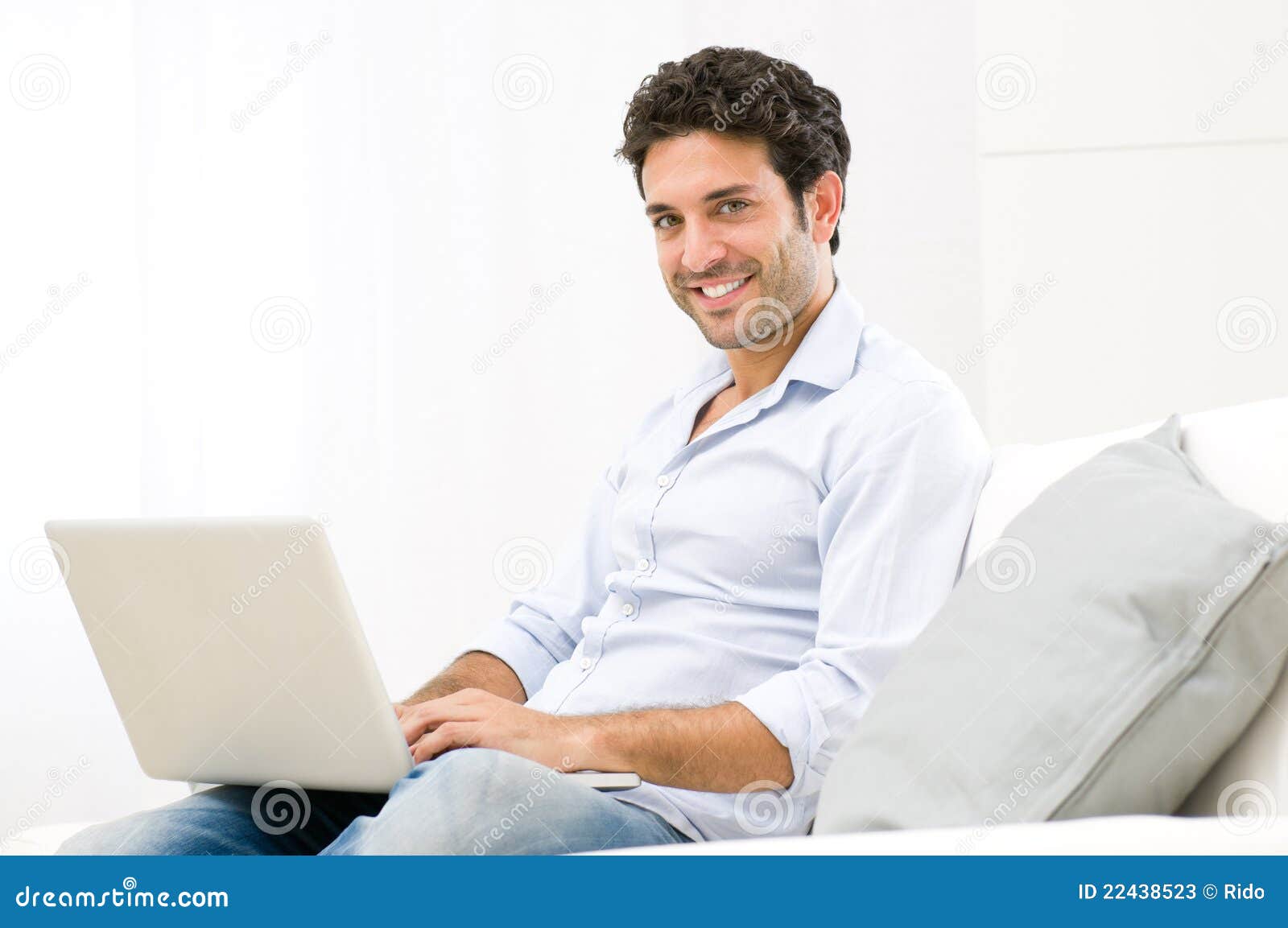 Relaxing at laptop stock image. Image of latin, sitting - 22438523