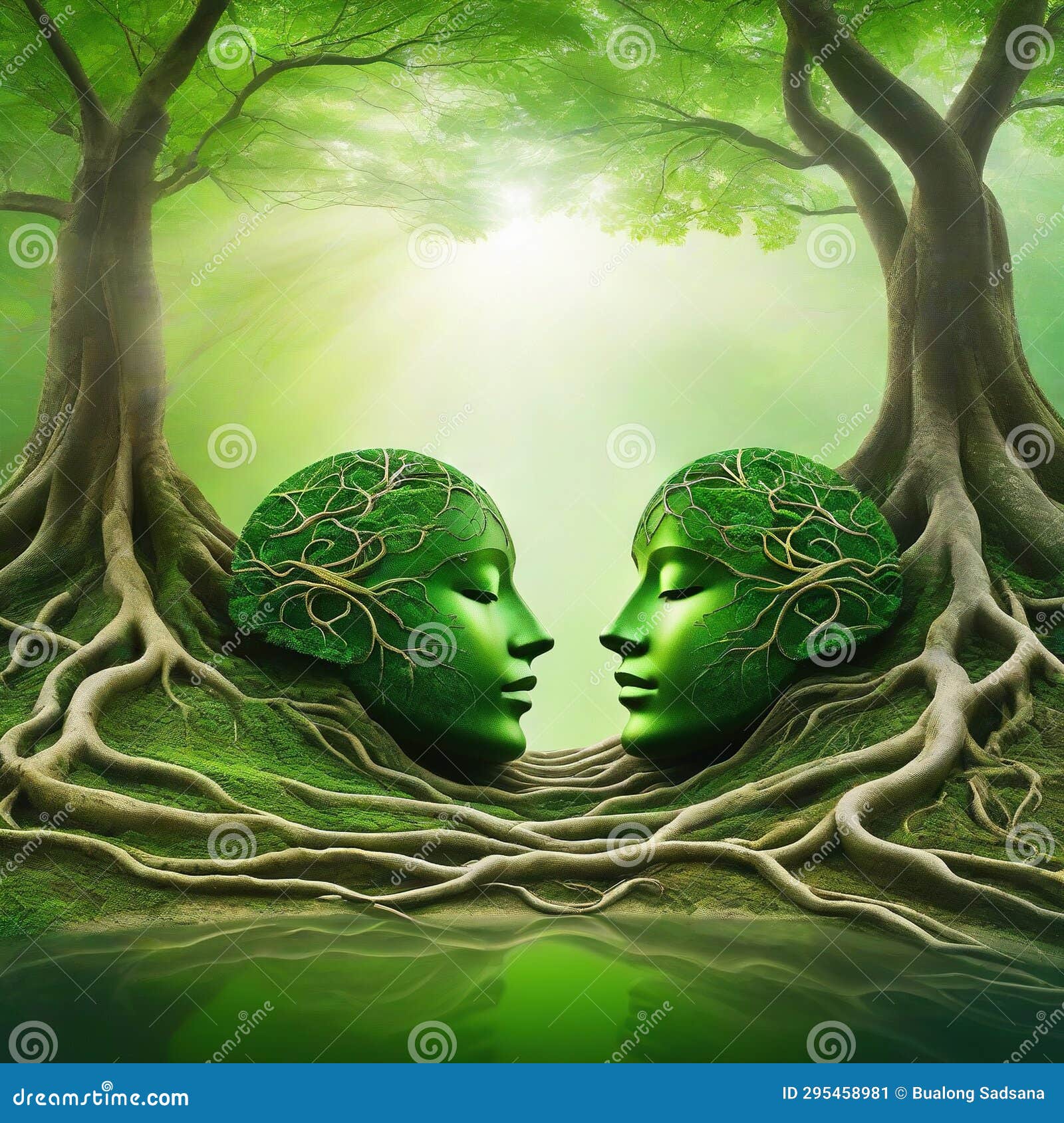 Relaxing Mind Abstract Double Calm Green Nature Earth with Tree Roots ... Relaxing Mind Abstract Double Calm Green Nature Earth with Tree Roots ...