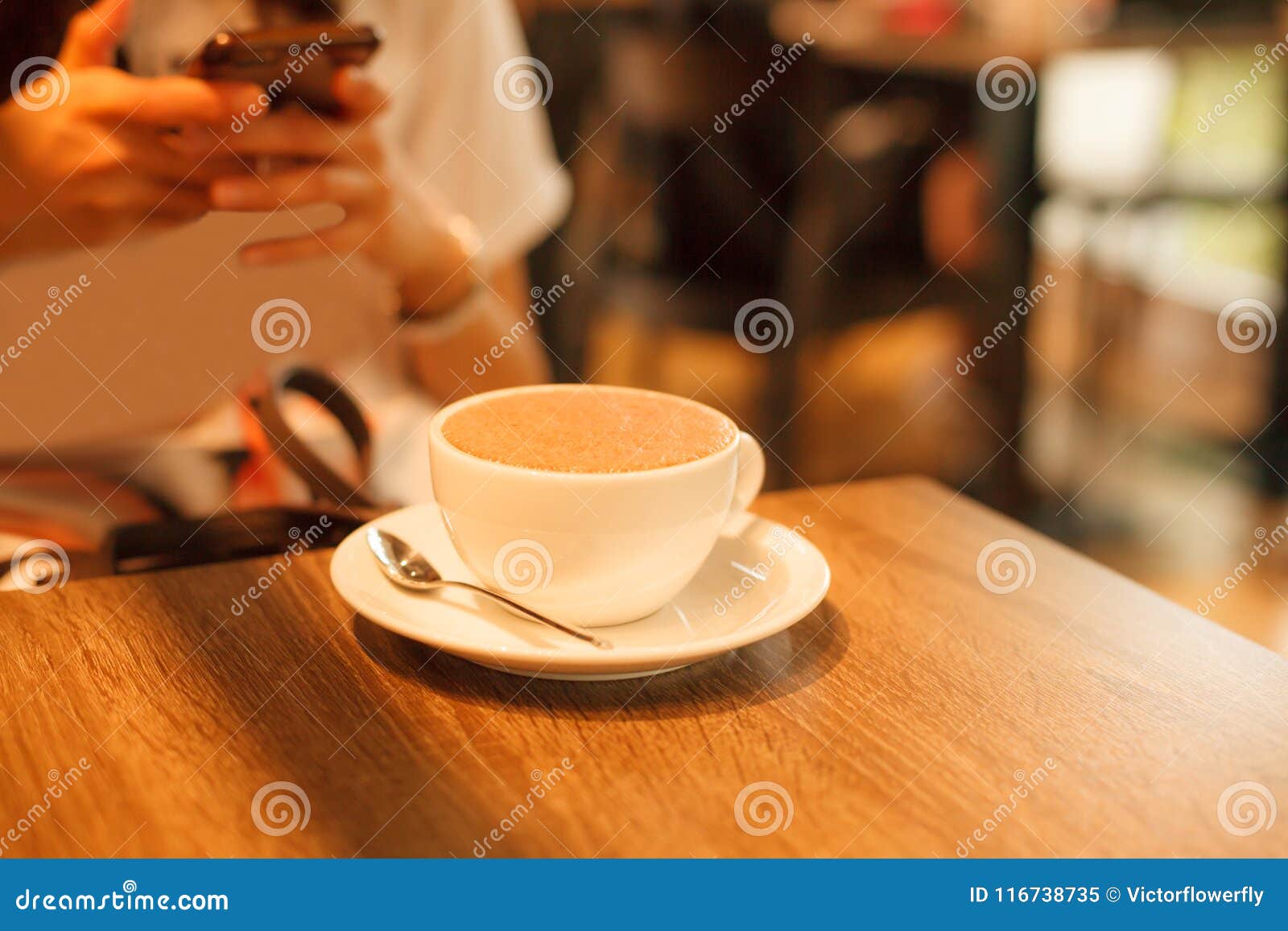 Relaxing Moment, Refreshing with a Drink of a Cup of Coffee on Wooden ...