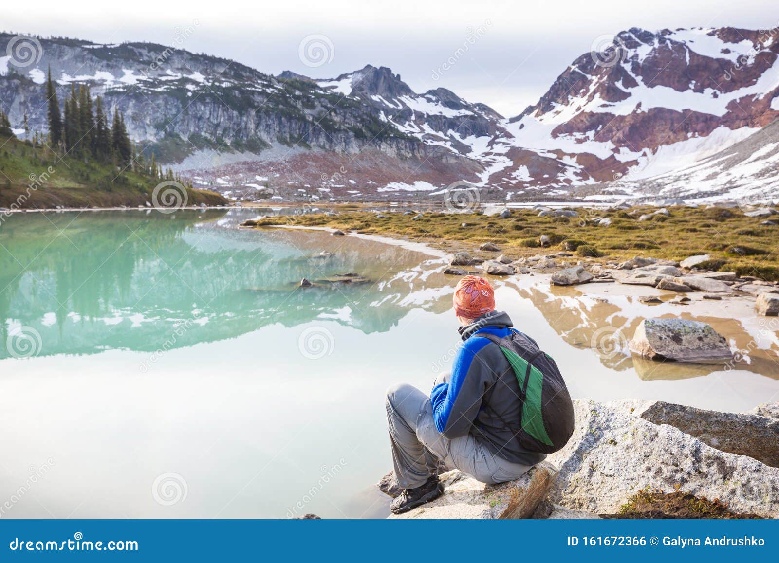Relaxing on mountain lake stock photo. Image of inspiring - 161672366