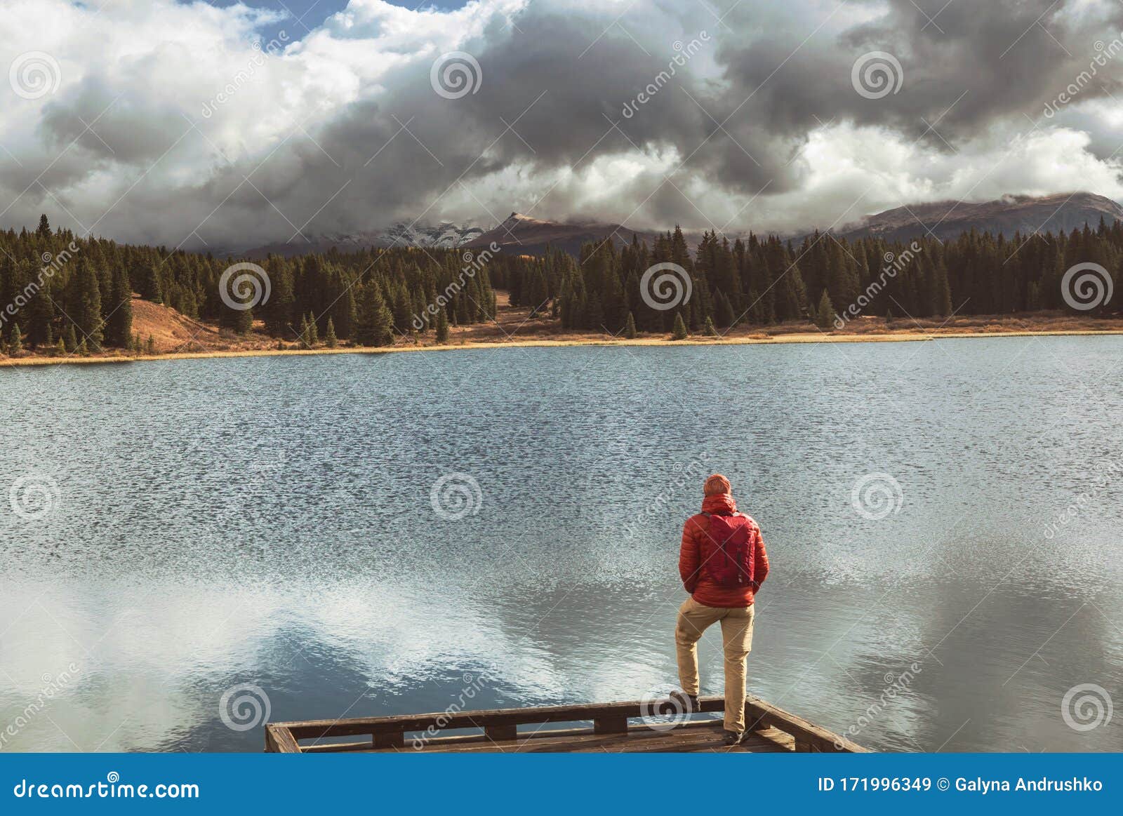 Relaxing on mountain lake stock image. Image of breathe - 171996349