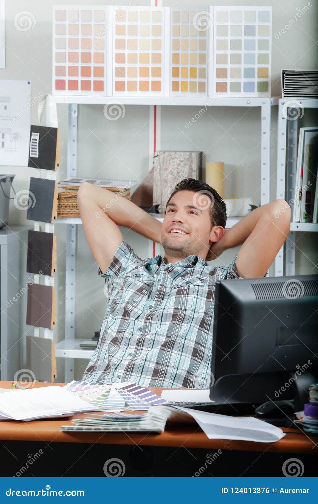 Relaxing in the office stock photo. Image of feet, hand - 124013876