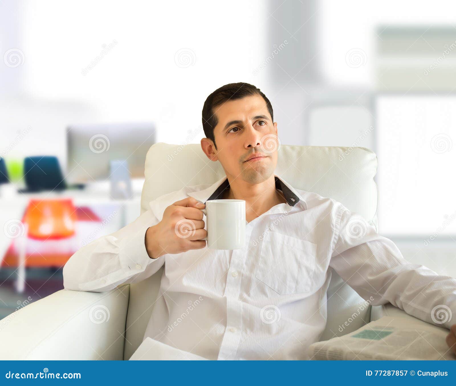 Relaxing at the Office with Coffee Stock Image - Image of hand, casual ...