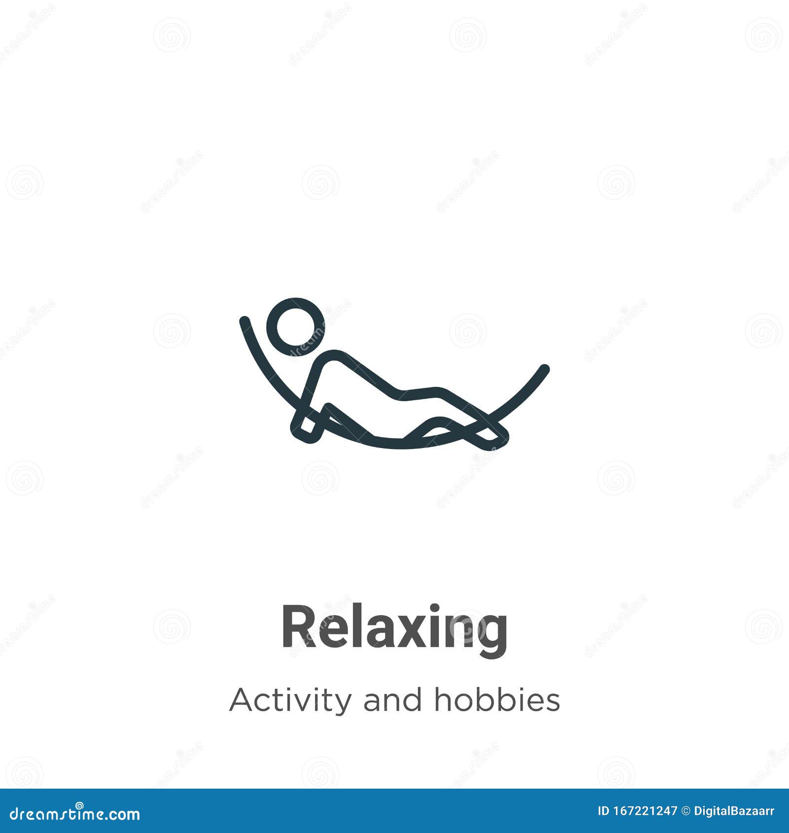 Relaxing Outline Vector Icon. Thin Line Black Relaxing Icon, Flat ...