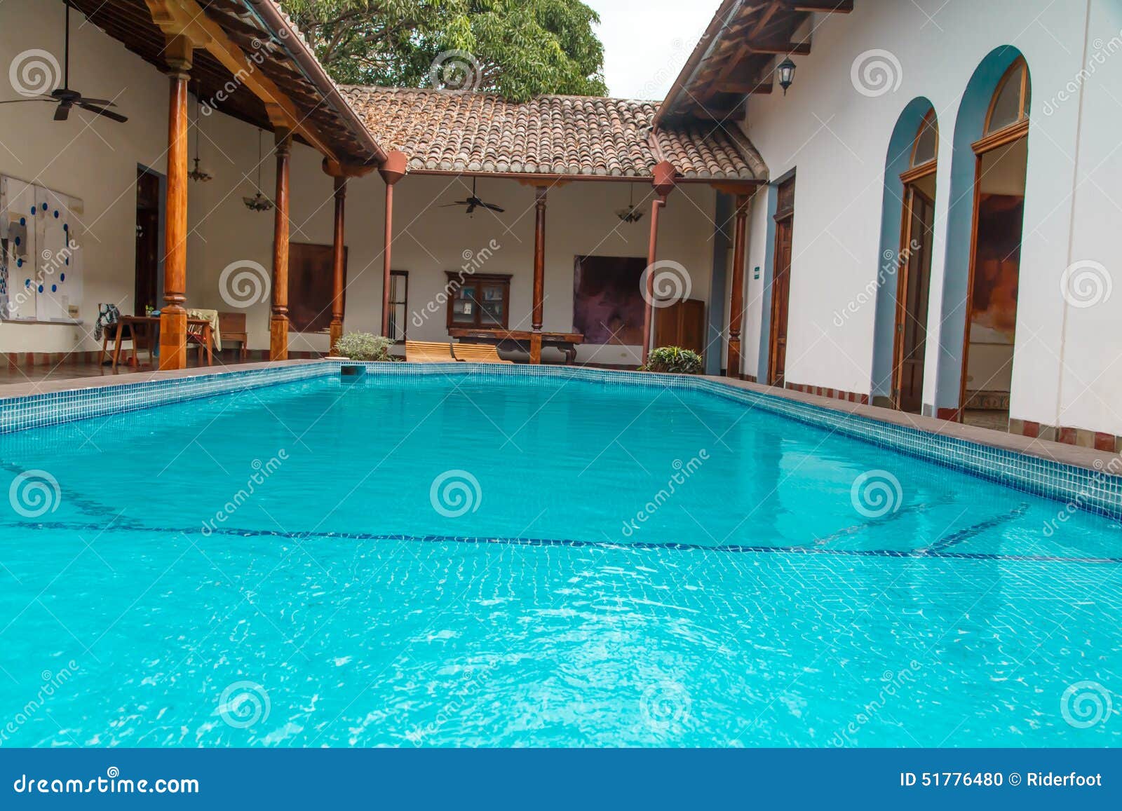 Relaxing Pool in a Colonial Garden Stock Photo - Image of state, garden ...
