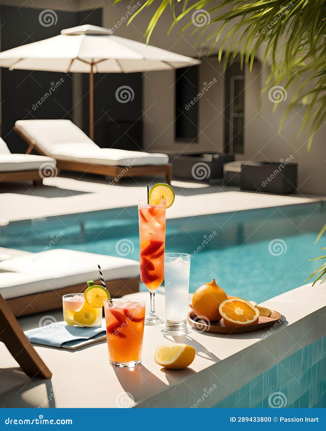 Relaxing by the Poolside with a Refreshing Drink on Holidays Stock ...