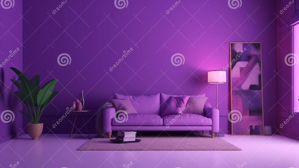 Relaxing Purple Studio with Gradient Background Stock Illustration ...