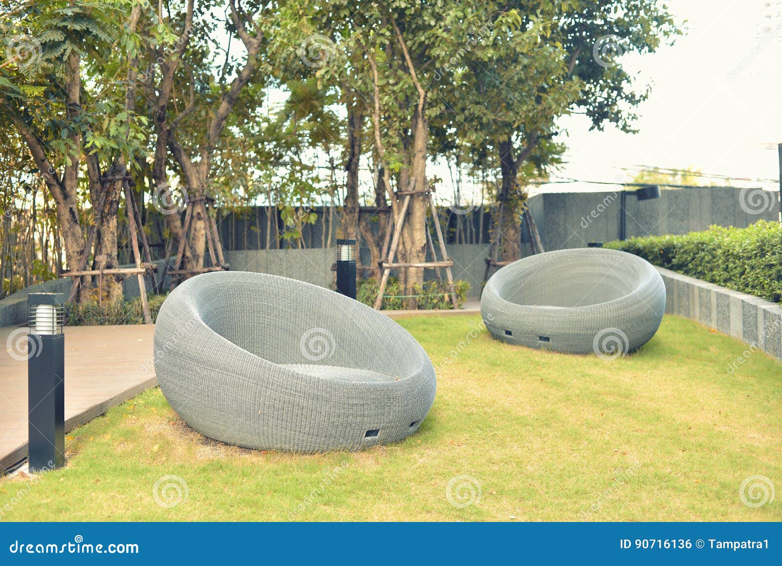 Relaxing Rattan Sofa in a Garden, Outdoor Object Stock Photo - Image of ...