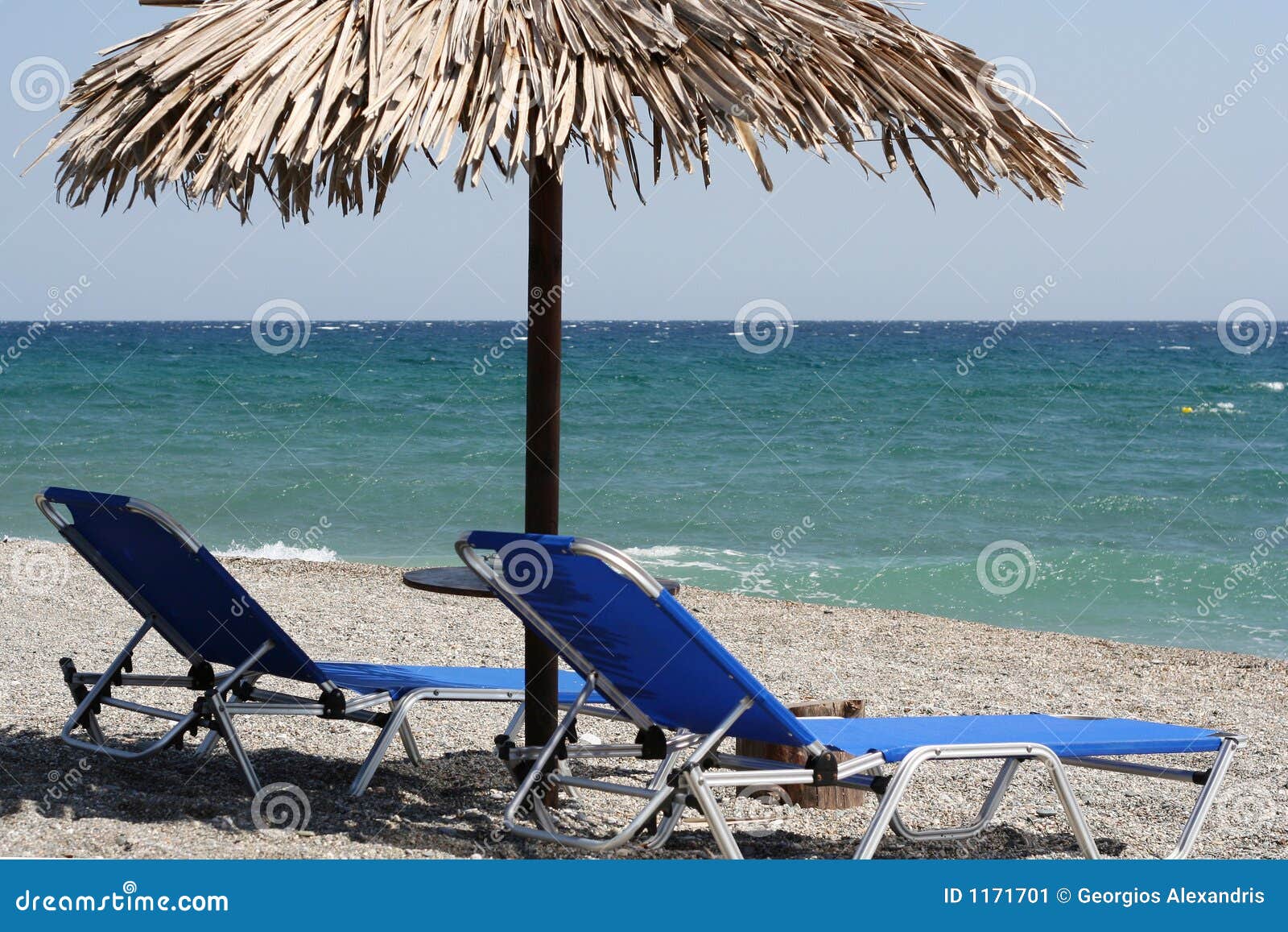 Relaxing Setup on the Beach Stock Image - Image of greece, tourism: 1171701