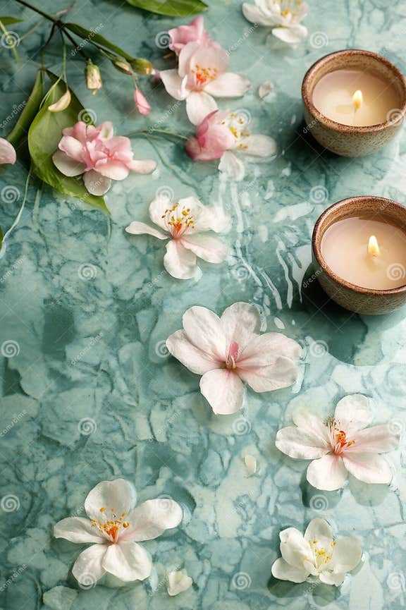 Relaxing Spa Background Featuring a Harmonious Layout Pattern. Stock ...