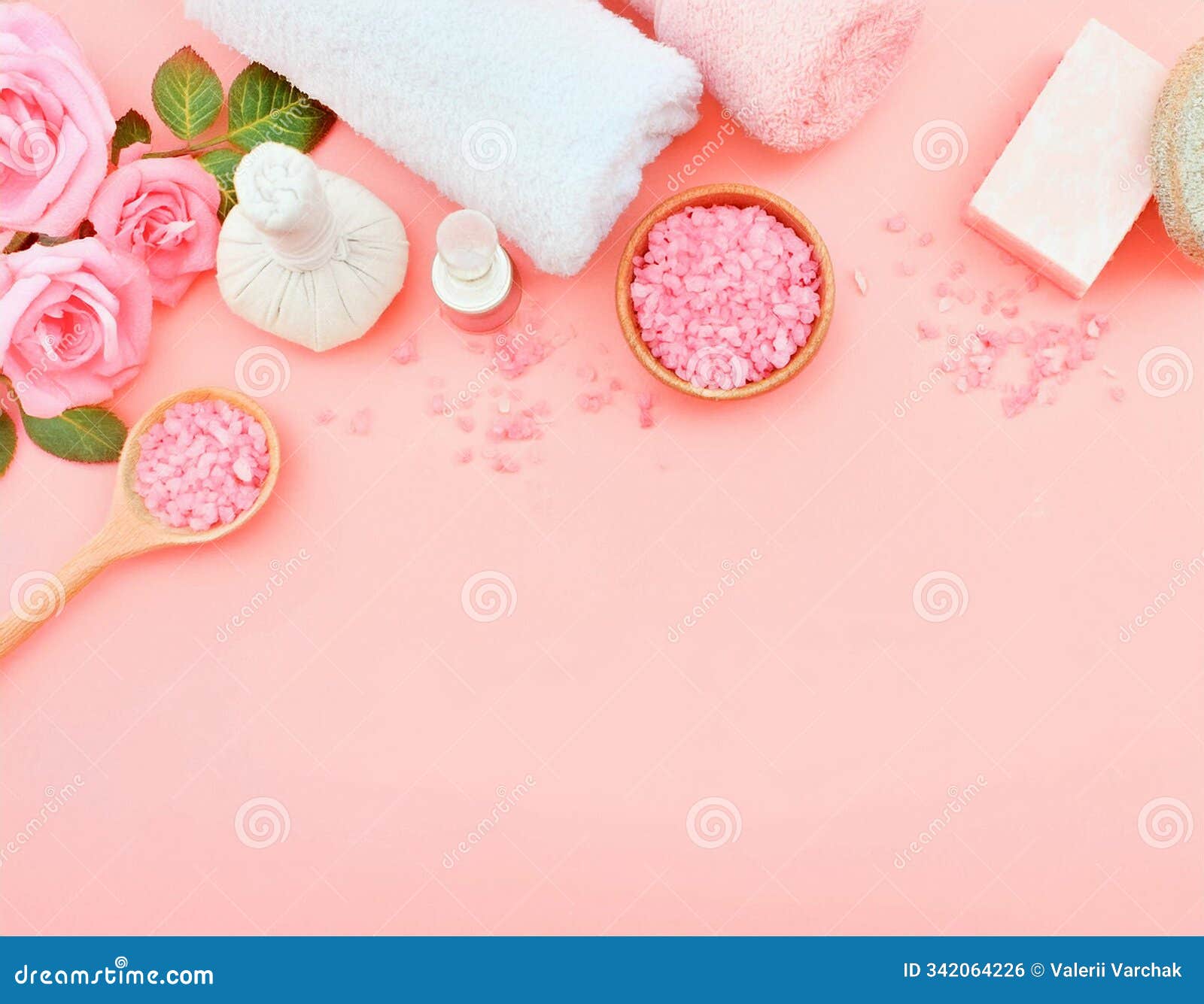 Spa in Pink Concept: Color on Pink Background with Free Text Space ...