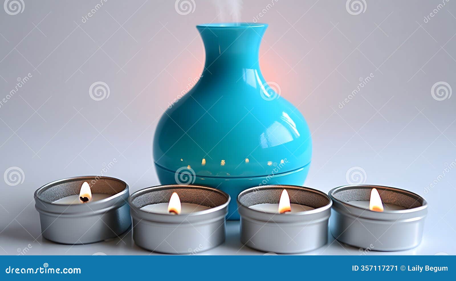 Relaxing Spa Scene, Teal Diffuser with Burning Royalty Free Image Stock ...