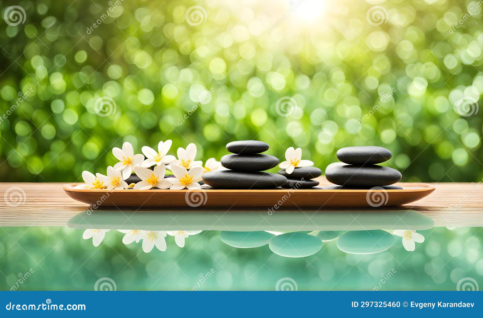 Relaxing Spa Set with Blurred Nature Stock Illustration - Illustration ...
