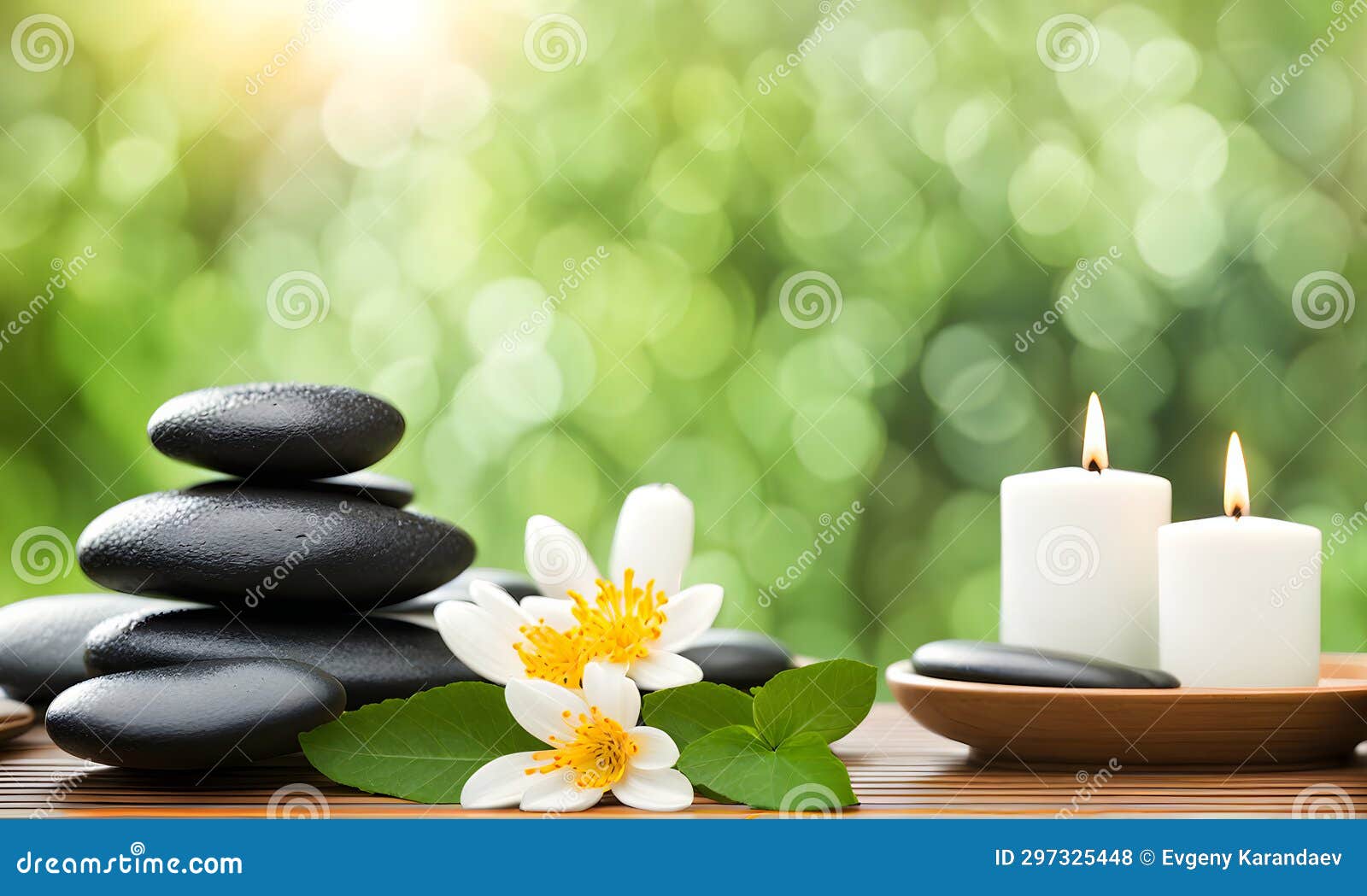 Relaxing Spa Set with Blurred Nature Stock Illustration - Illustration ...