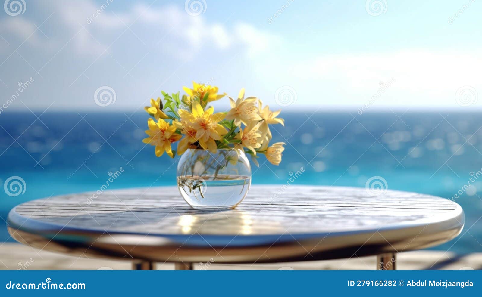 Relaxing Table Against Tranquil Summer Sea Ambiance. Stock Illustration ...