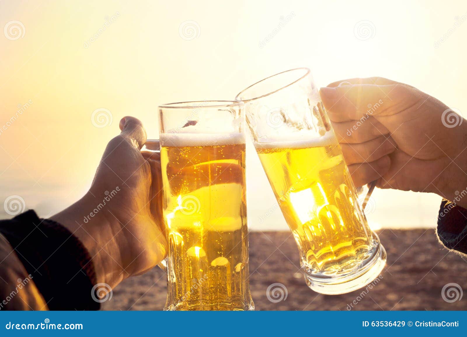 Relaxing Time for a Beer Together in Font of Lake Stock Image - Image ...