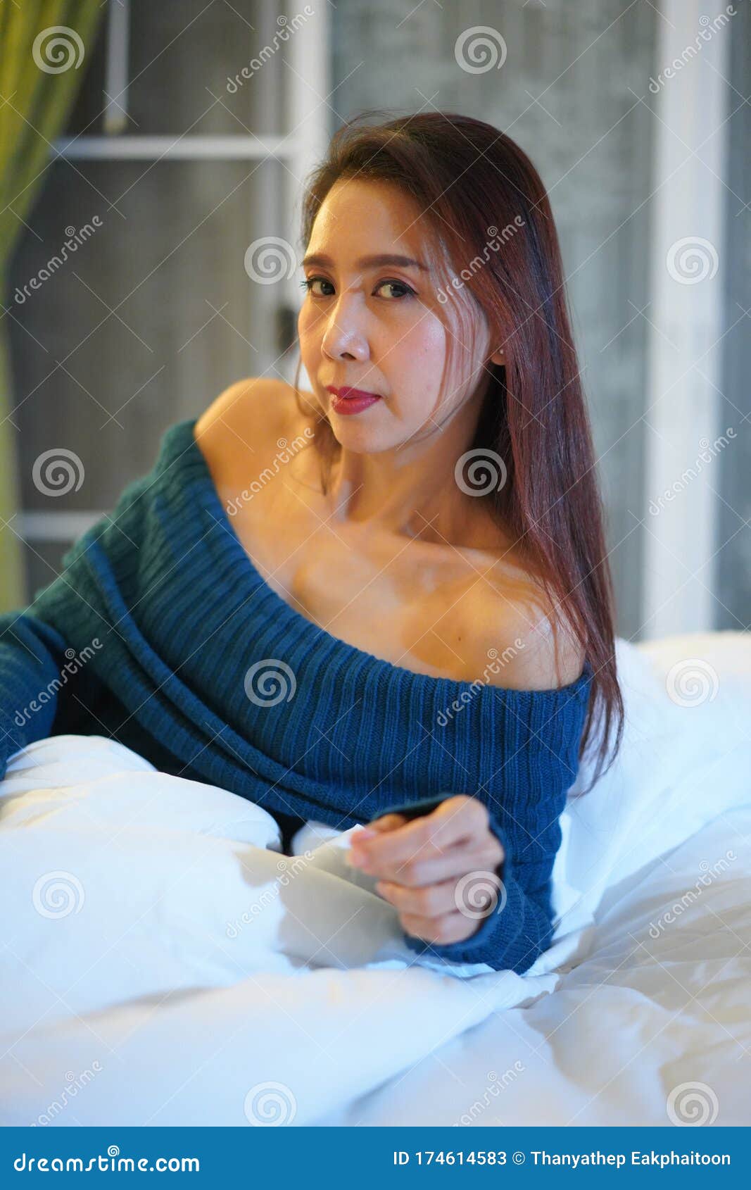 Relaxing time stock image. Image of bedroom, woman, time - 174614583