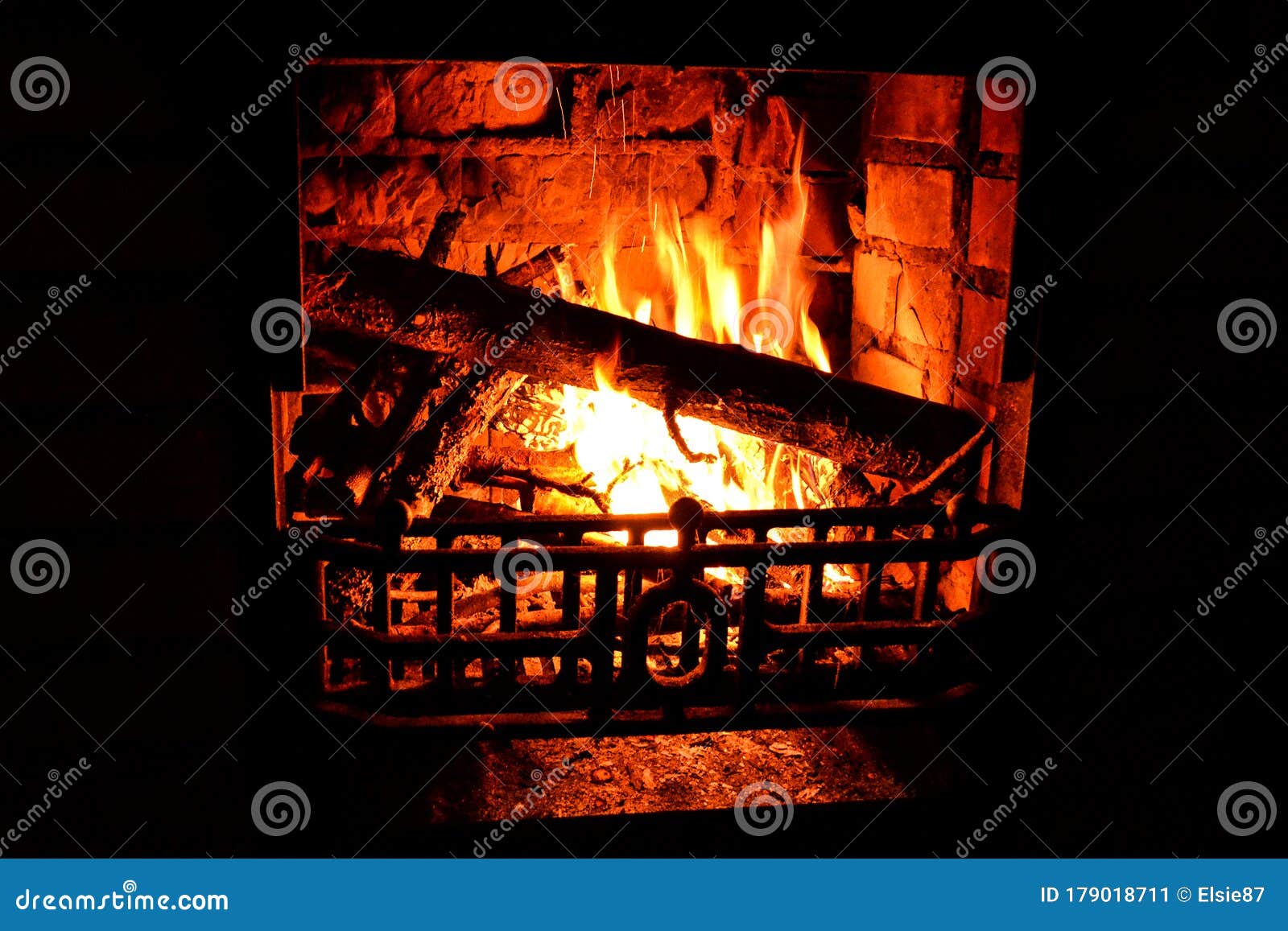 Relaxing and Warming Fireplace in the Cold Evening Stock Image - Image ...