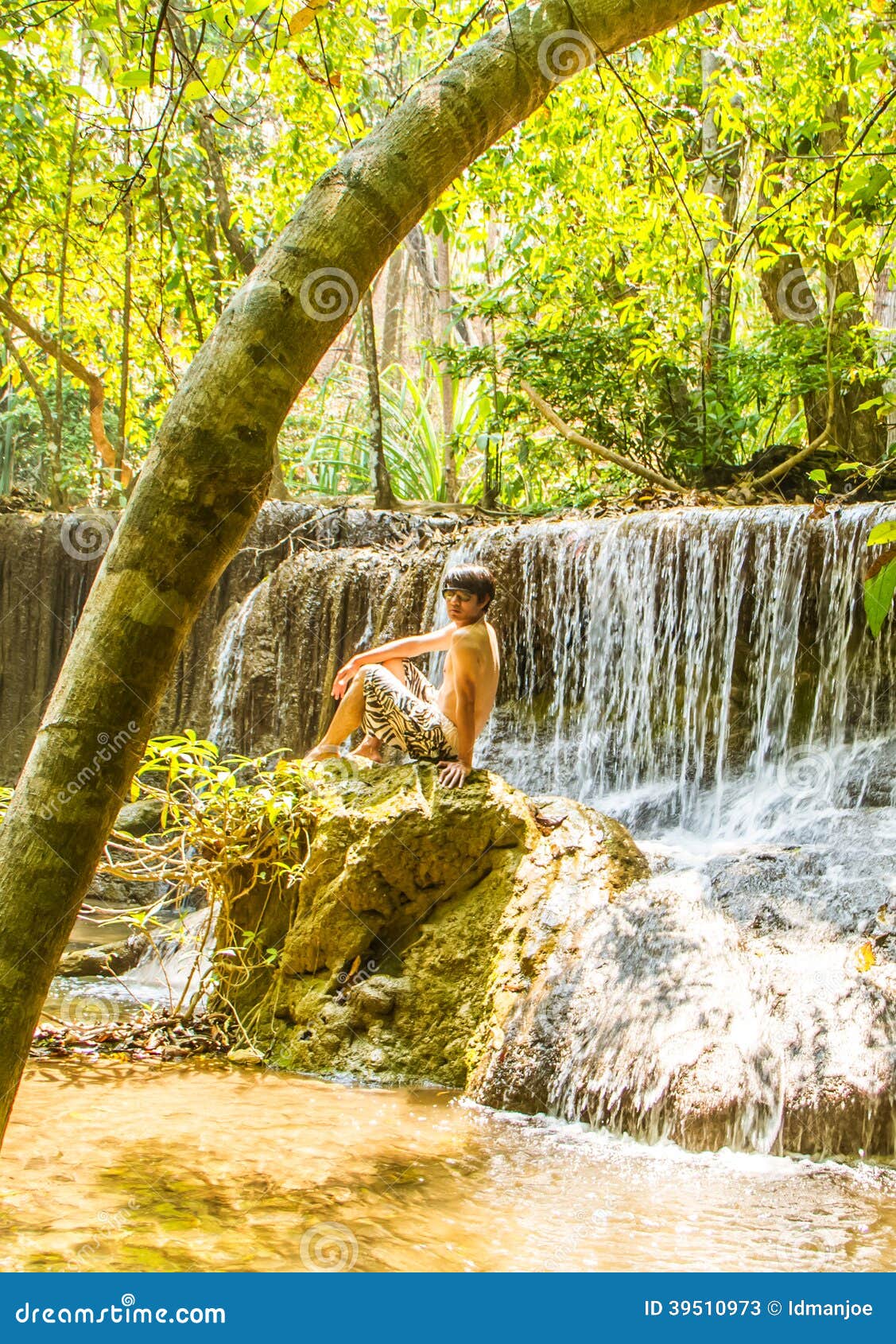 Relaxing at waterfall stock image. Image of river, spring - 39510973