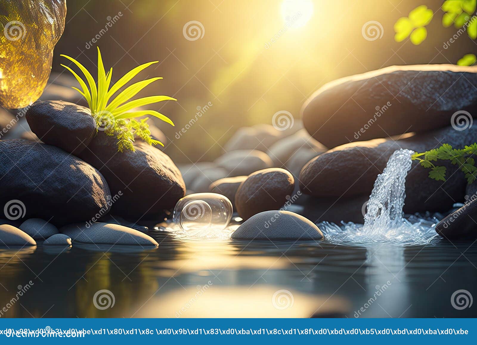 Relaxing Wellness Background with Stones and Water. Ai Generative Stock ...