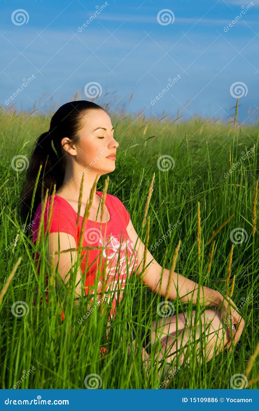 Relaxing Woman stock photo. Image of outdoors, cute, meditation - 15109886