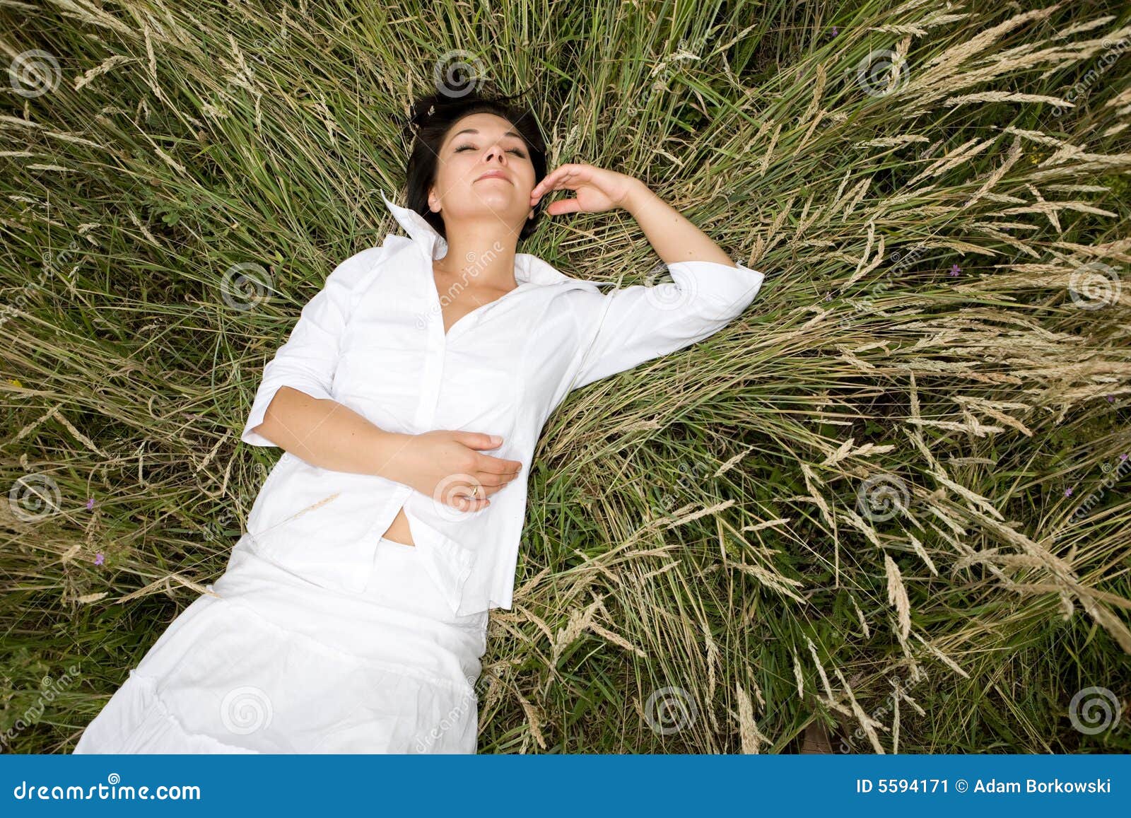 Relaxing woman stock image. Image of girl, happiness, field - 5594171