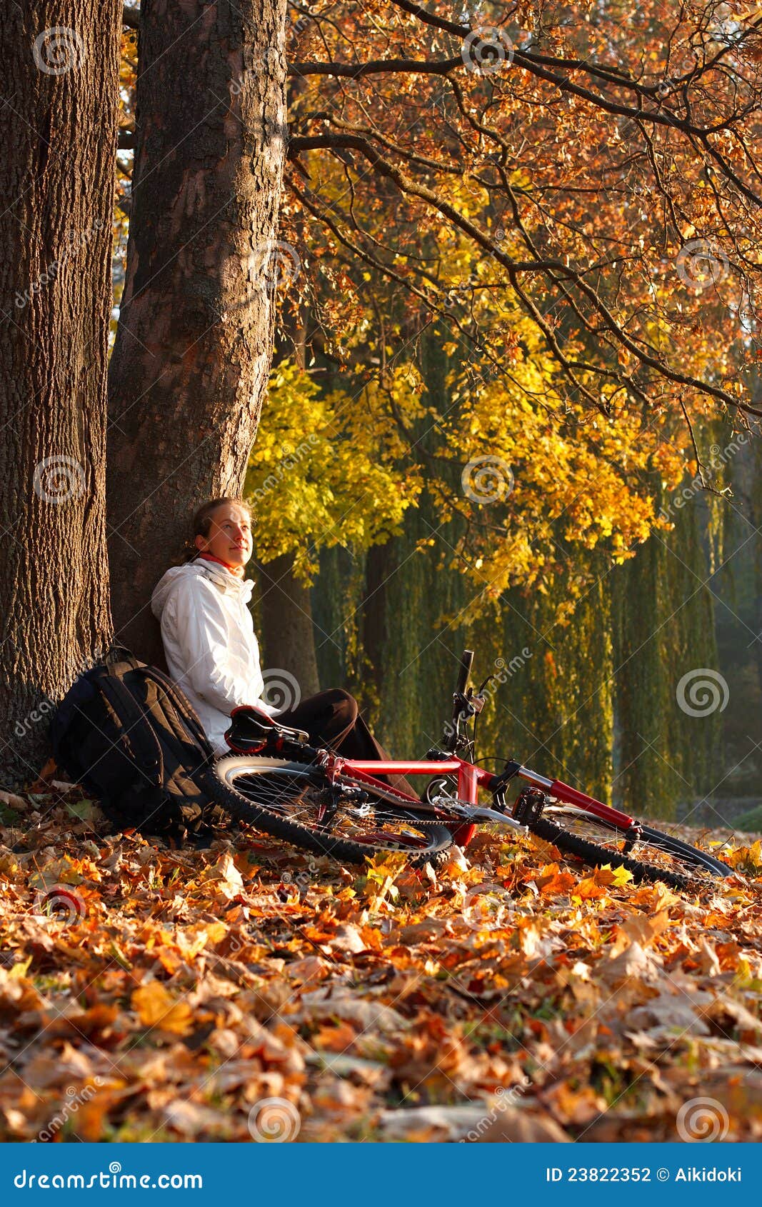 Relaxing Woman Cyclist stock photo. Image of adventure - 23822352