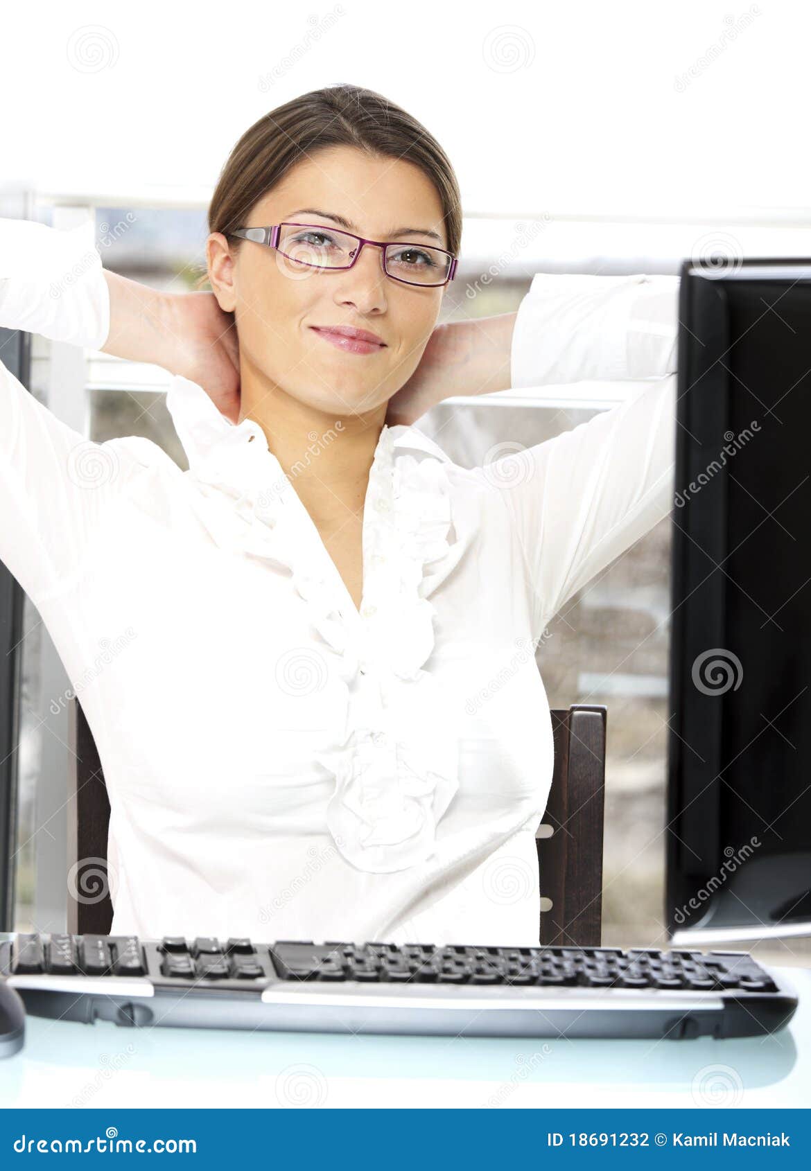 Relaxing at work stock photo. Image of adult, employee - 18691232
